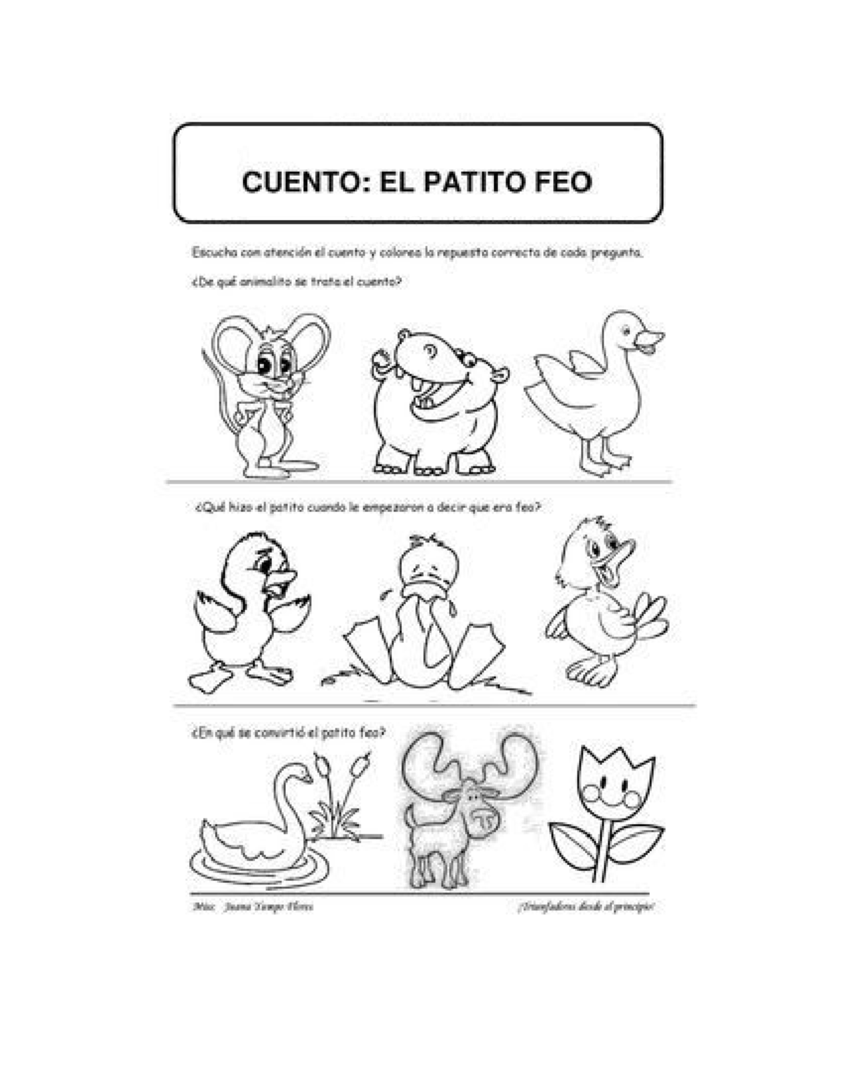 Cuento patito feo - material teacch - Técnicas Narrativas - Studocu