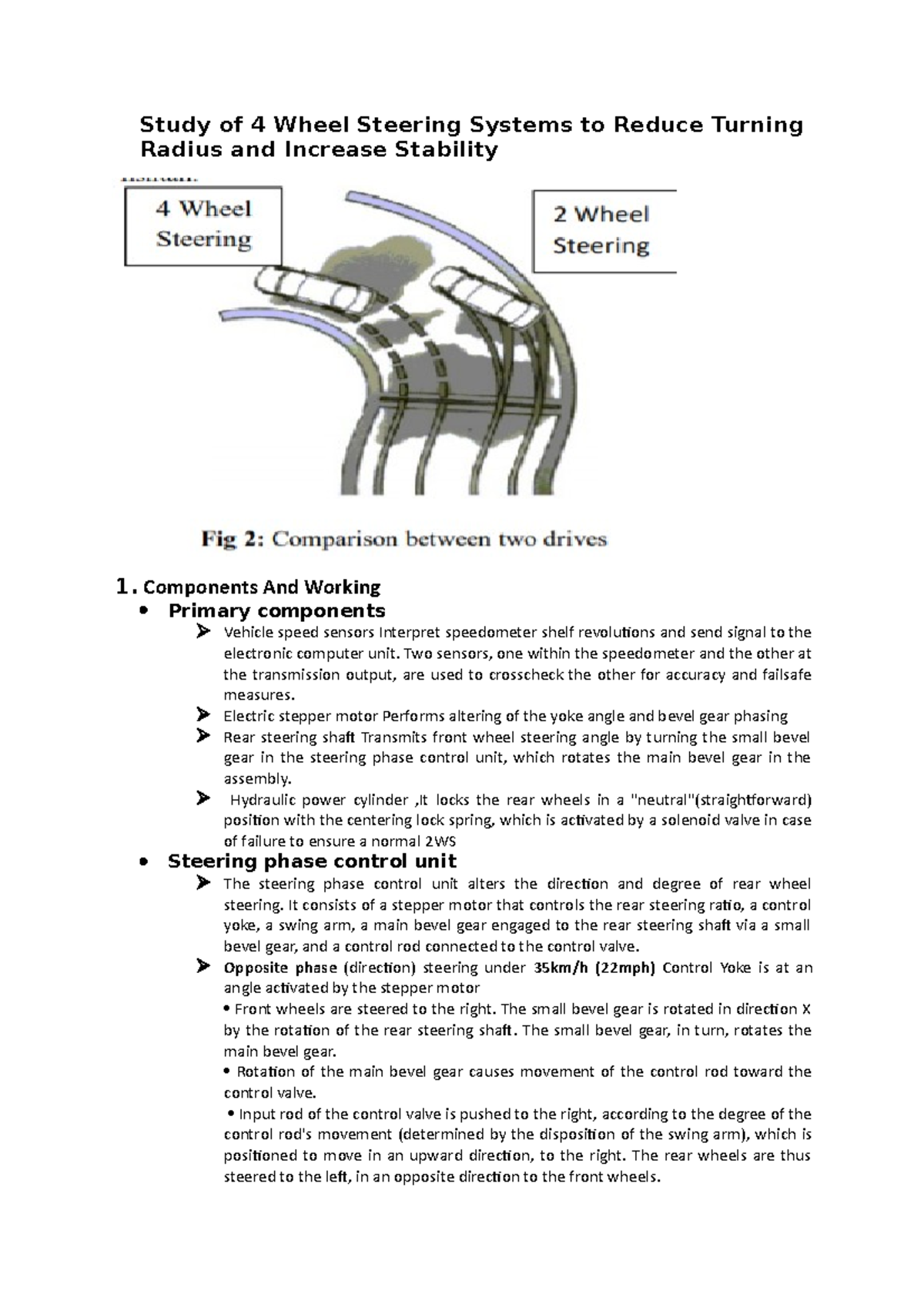 Study of 4 Wheel Steering Systems to Reduce Turning Radius and Increase ...
