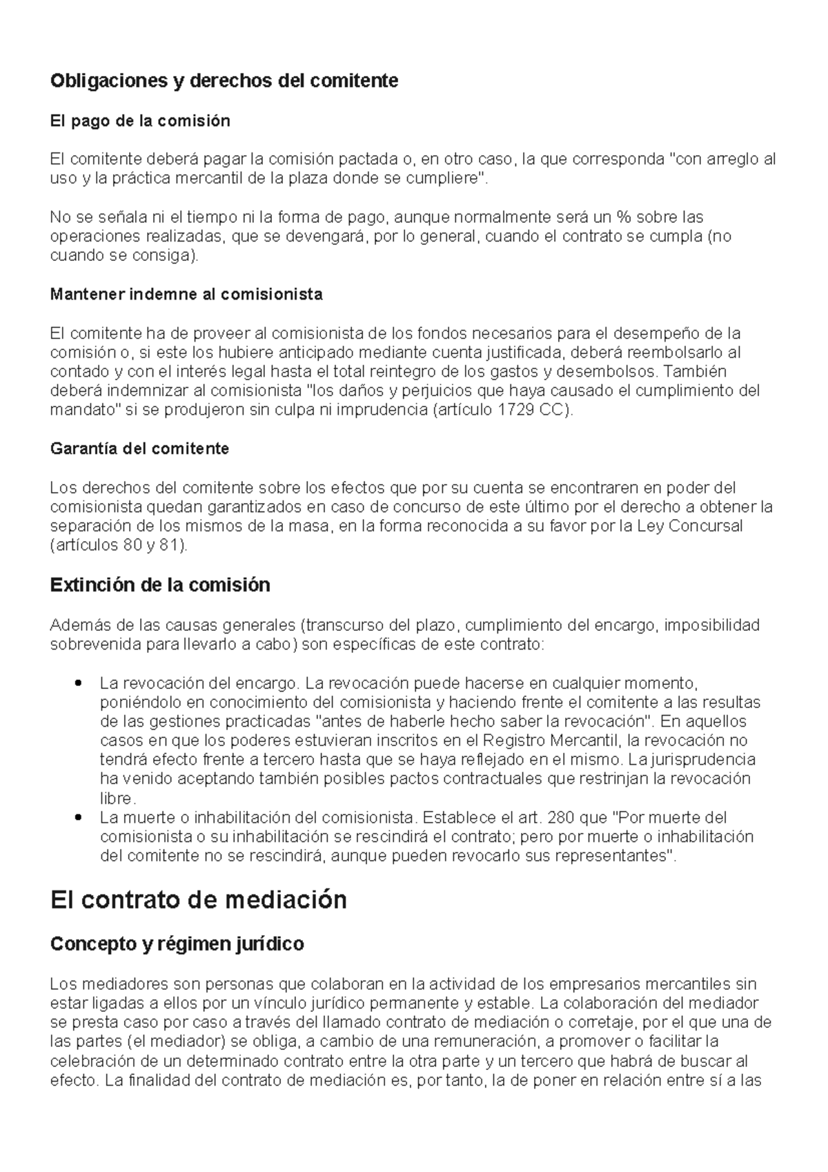 Obligaciones y derechos del comitente - Derecho Mercantil ...