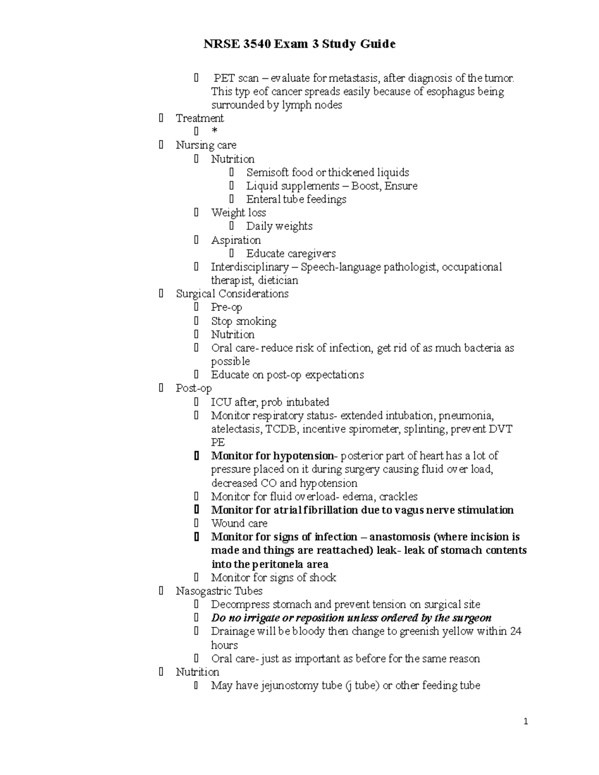 NRSE 3500 exam 3 part 8 - NRSE 3540 Exam 3 Study Guide PET scan ...