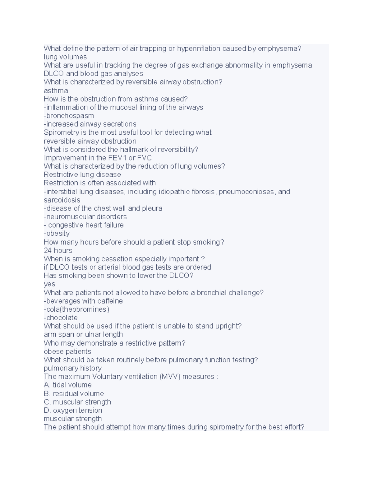 PFT test 1 part 2 - These are my notes from the chapters that are ...