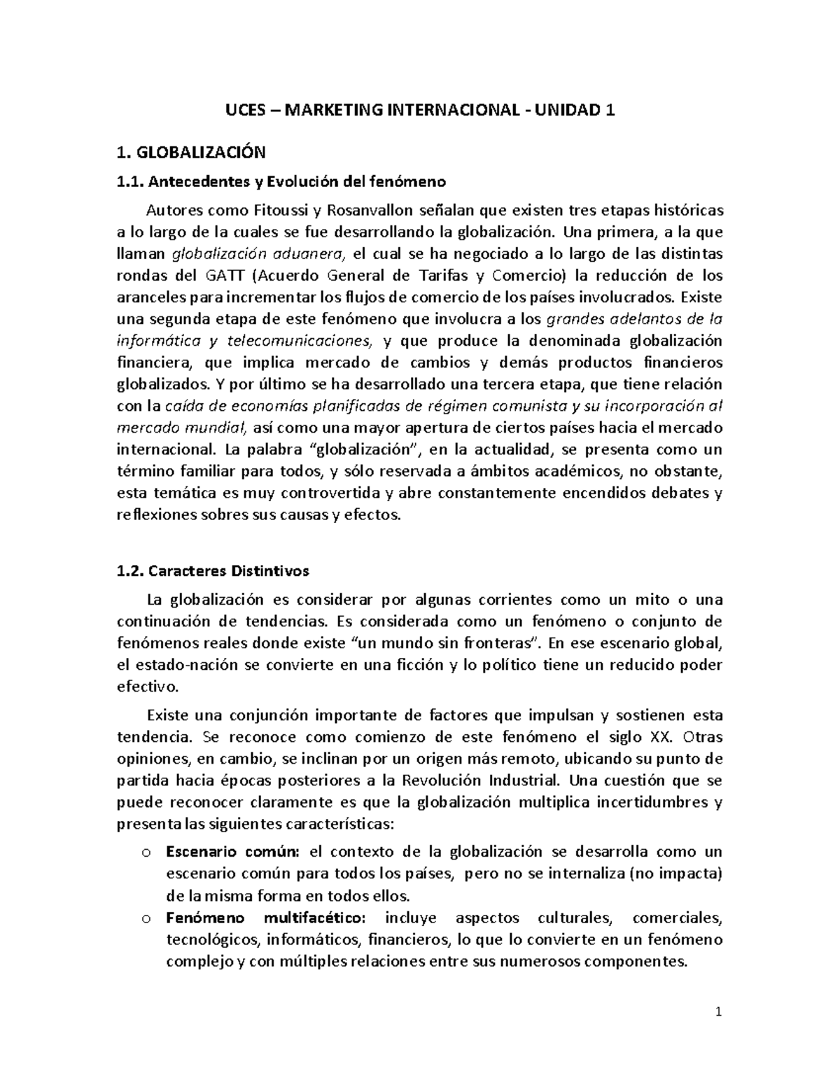 Unidad 1 - Globalización - Warning: TT: undefined function: 32 Warning: TT: undefined function ...