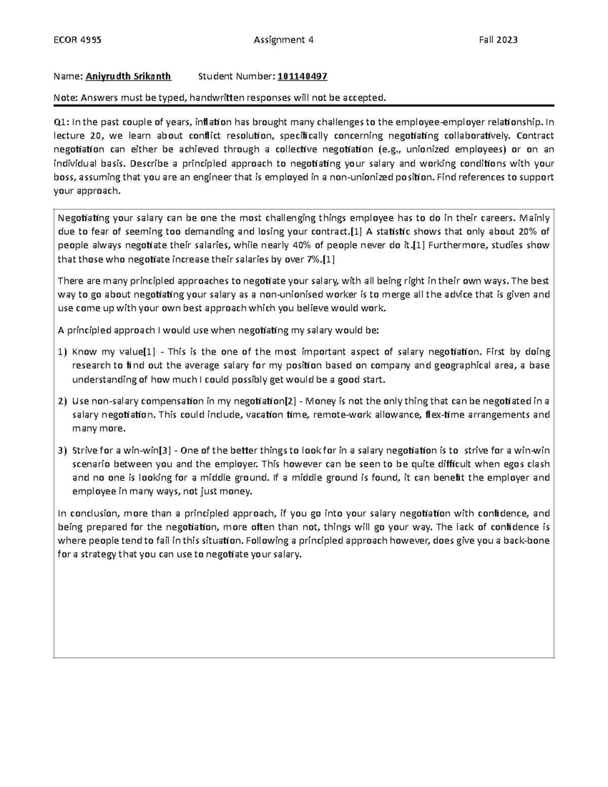 ECOR4995-Assignment 4 - ECOR 4995 Assignment 4 Fall 2023 Name ...