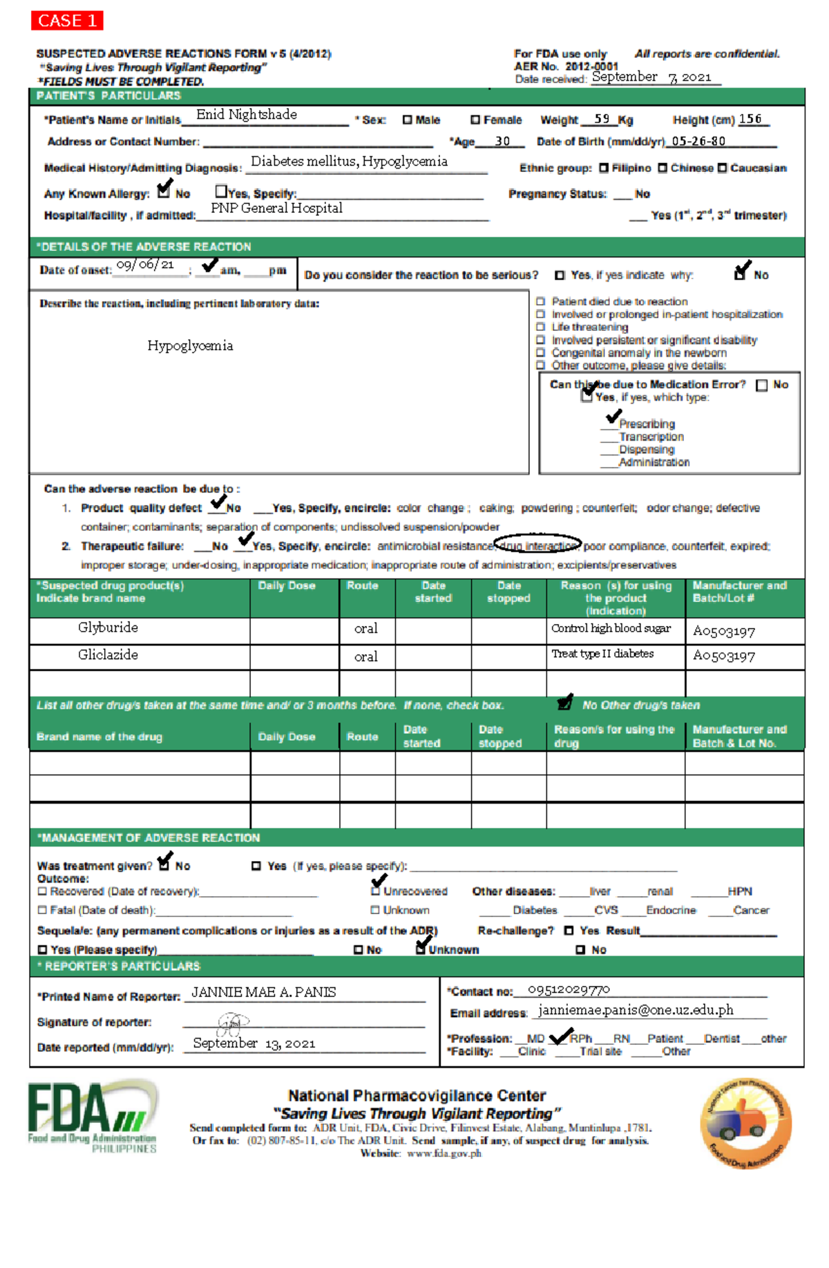 ADR Case activity 1 - BS Pharmacy - UZ - Studocu