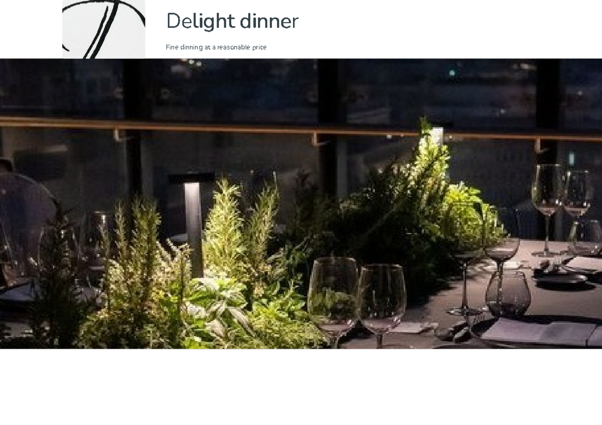 Portfolio - Delight dinnerDelight dinner Fine dinning at a reasonable ...