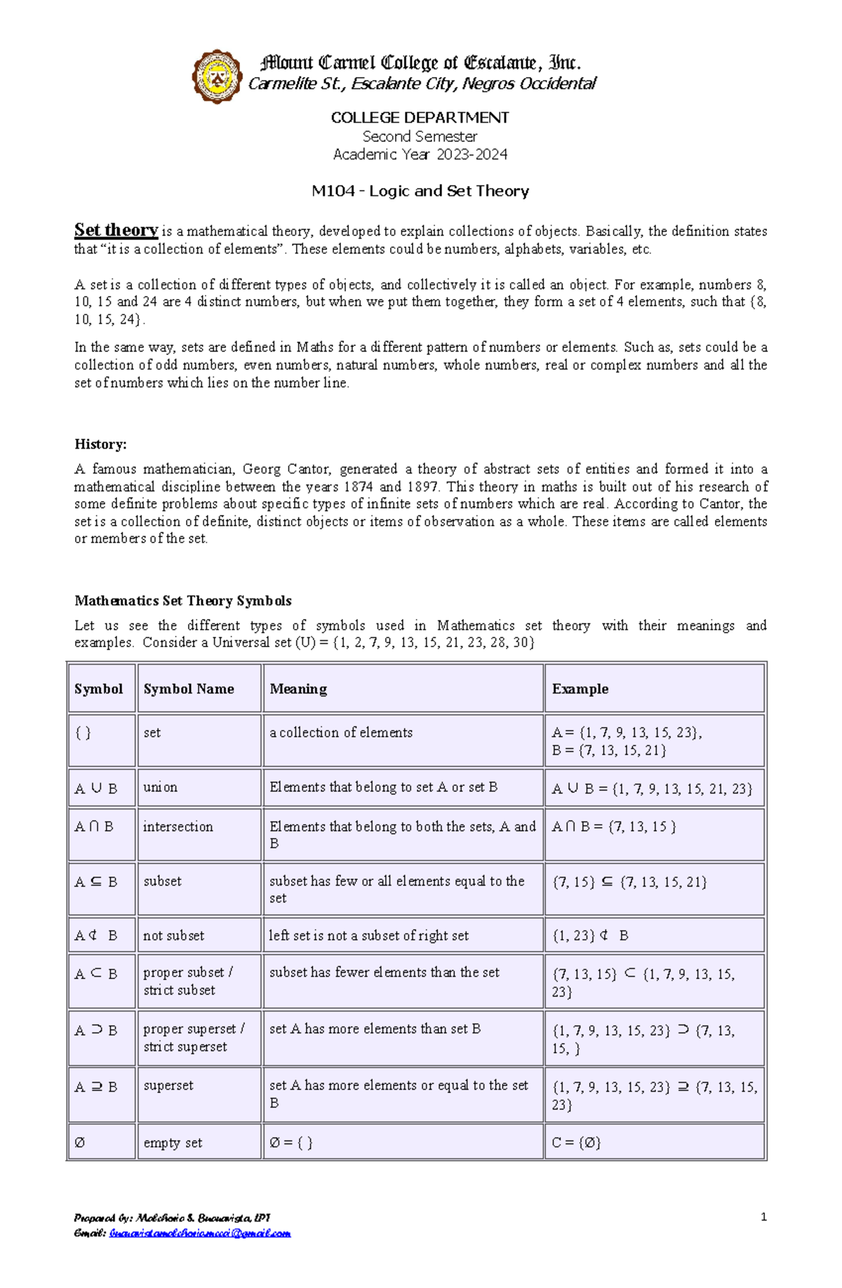 Set-Theory-Handouts - know will - Carmelite St., Escalante City, Negros ...