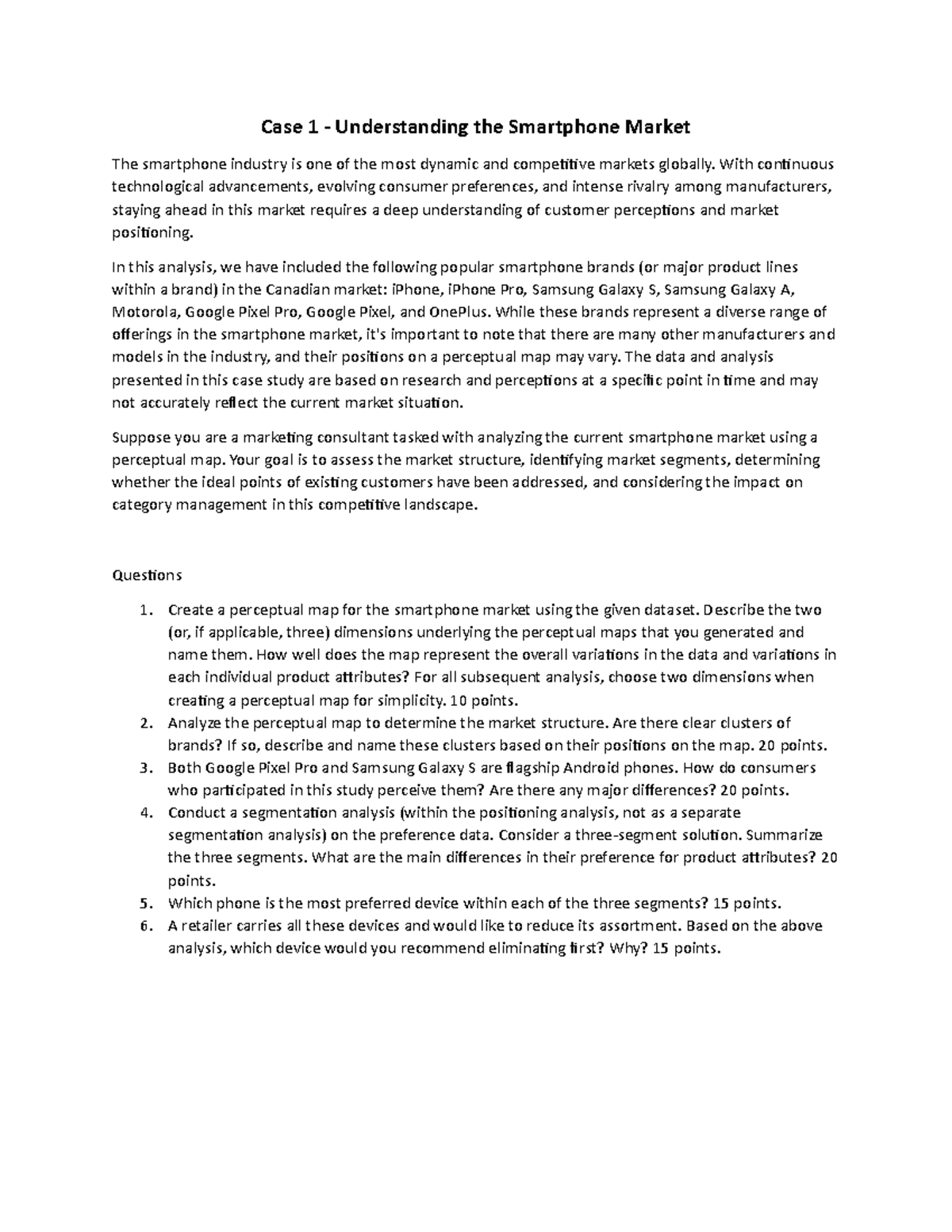 Smartphone Market - This is the first case of the class. - Case 1 ...