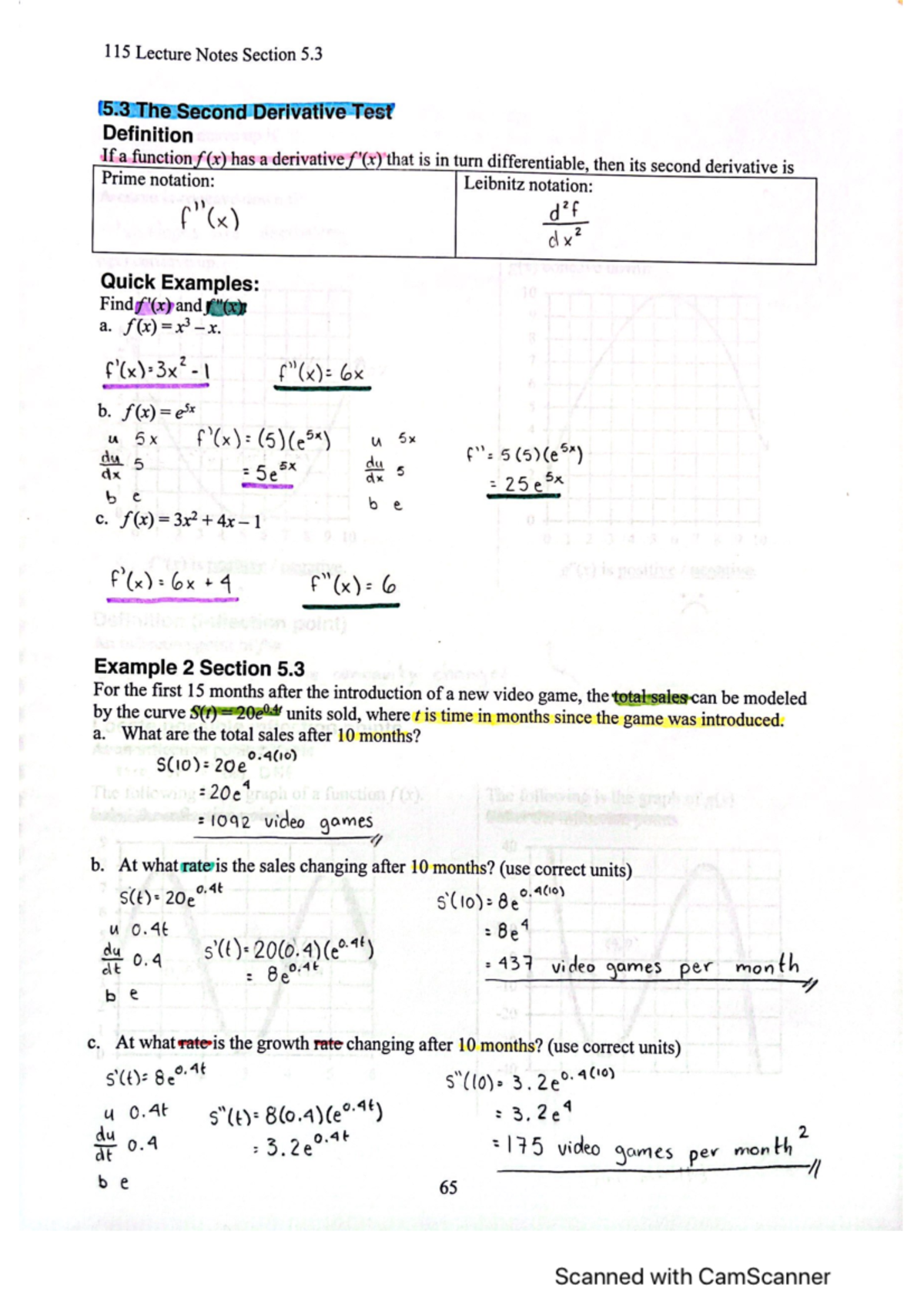 MATH 115 Section 5.3 Second Derivative Test - MATH 115Z - Studocu