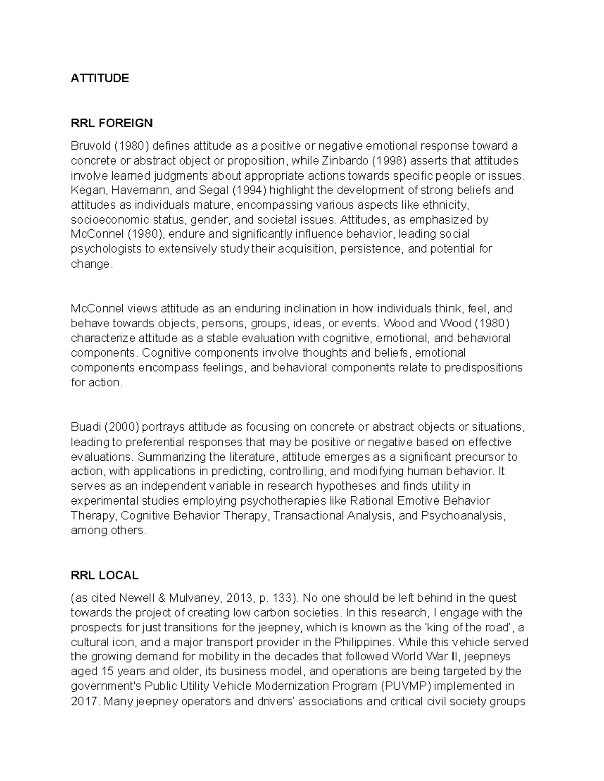 Subjective- Norms - examples - ATTITUDE RRL FOREIGN Bruvold (1980 ...