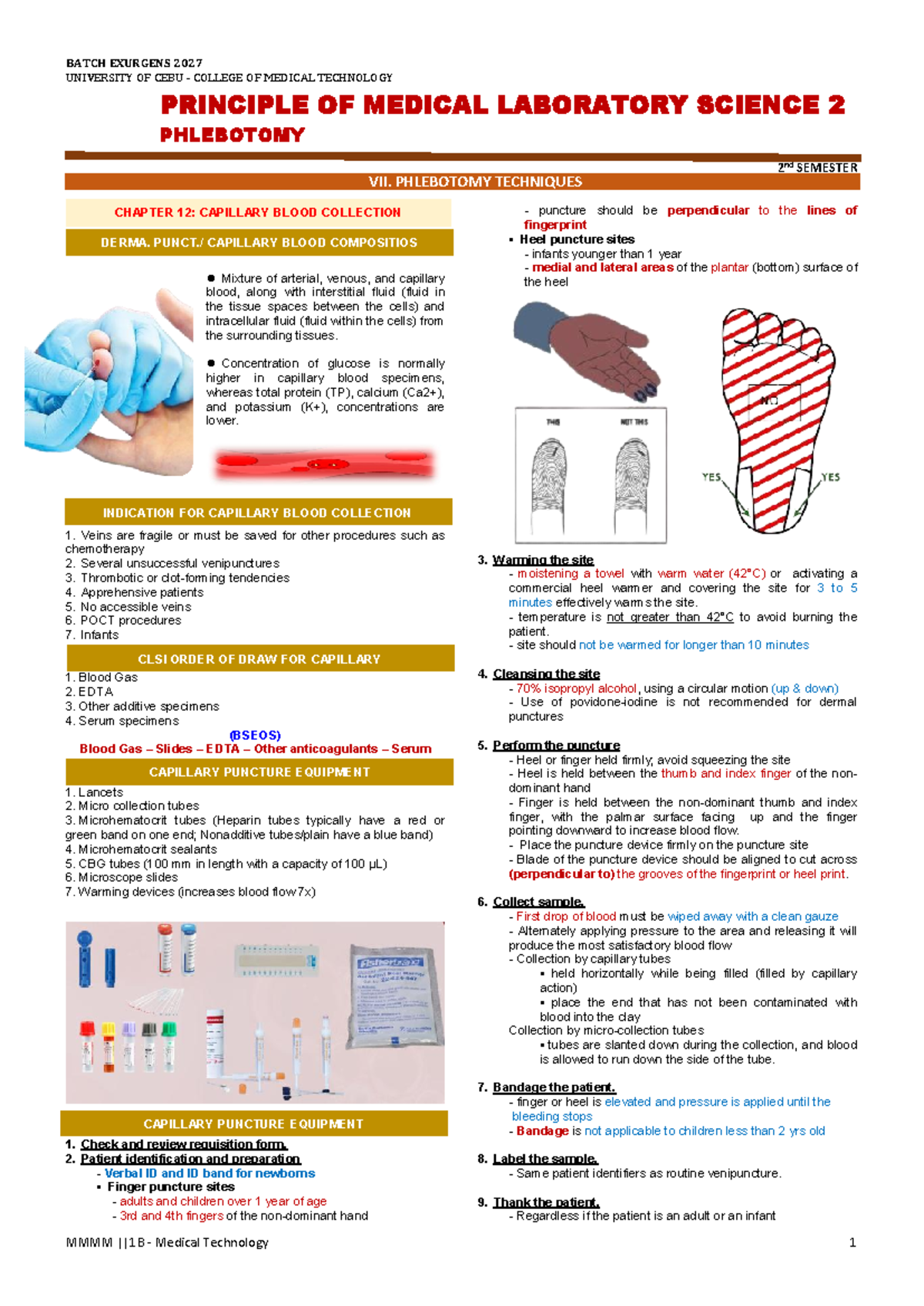 Dermal Puncture - lecture - VII. PHLEBOTOMY TECHNIQUES PRINCIPLE OF ...