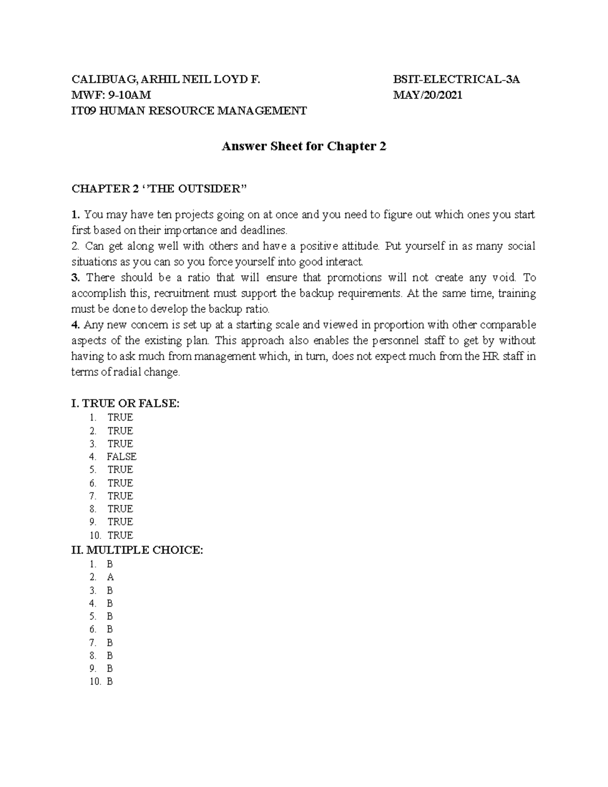 Arhil NEIL LOYD F. Calibuag HRM Chapter 2 - CALIBUAG, ARHIL NEIL LOYD F ...
