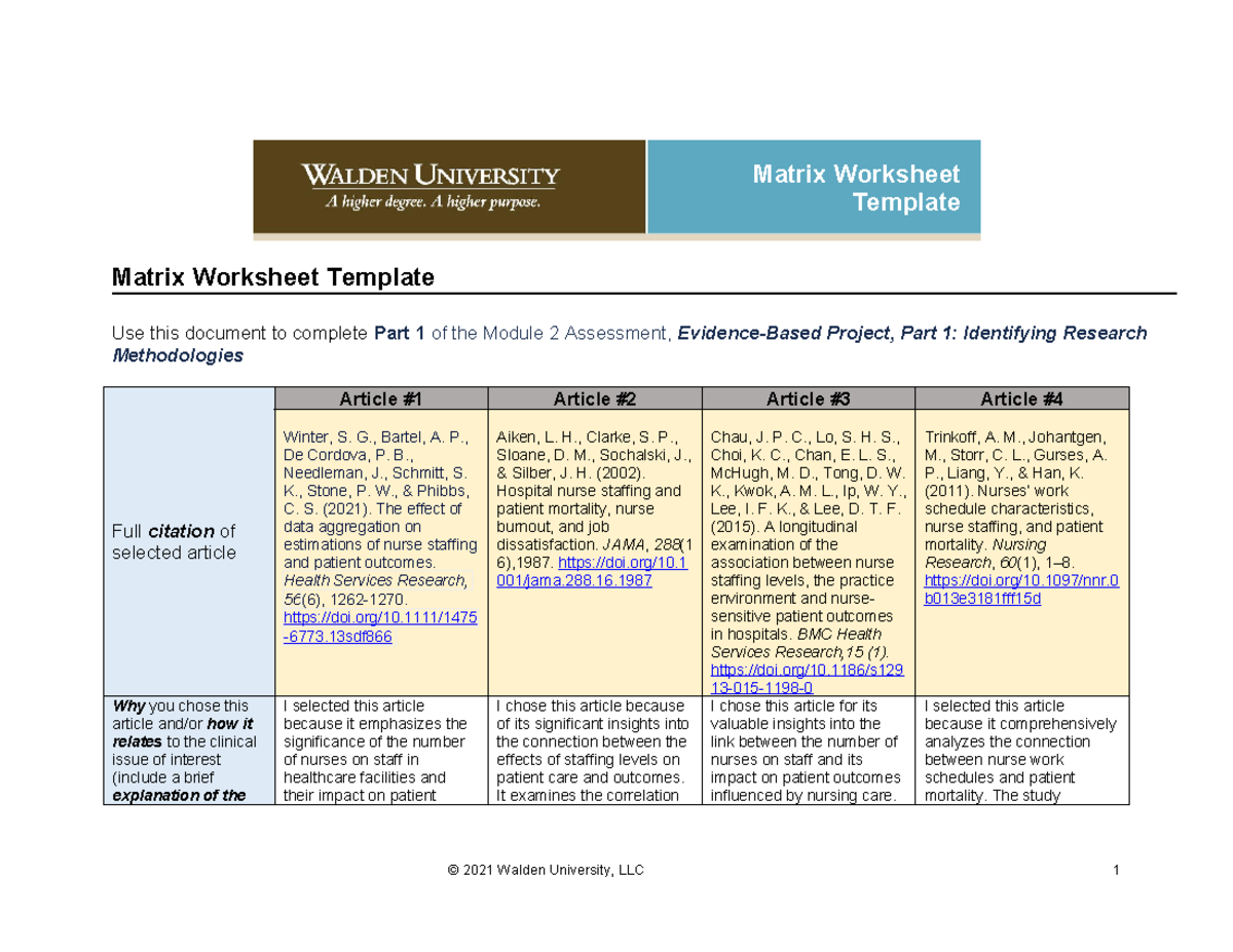 MD2Assgn+Davis+J - Matrix Worksheet Template Use this document to ...