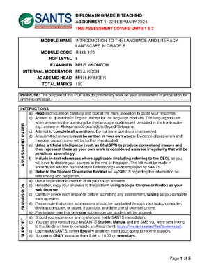 [Solved] Design an activity for Grade R learners where you assist them ...