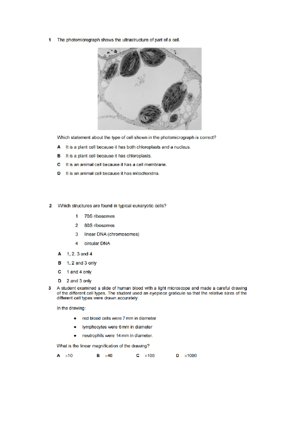 BIO 22 - MCQ For Biology - 1 The photomicrograph shows the ...