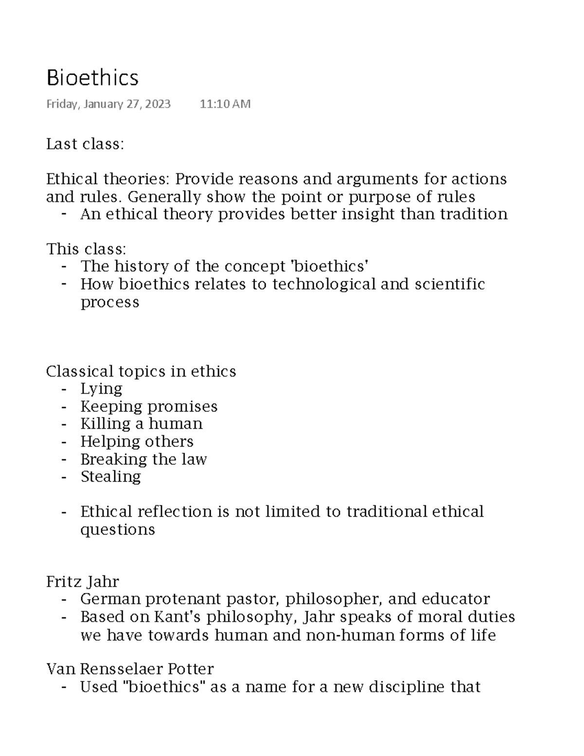 Bioethics - Hernán Medina - Last class: Ethical theories: Provide ...