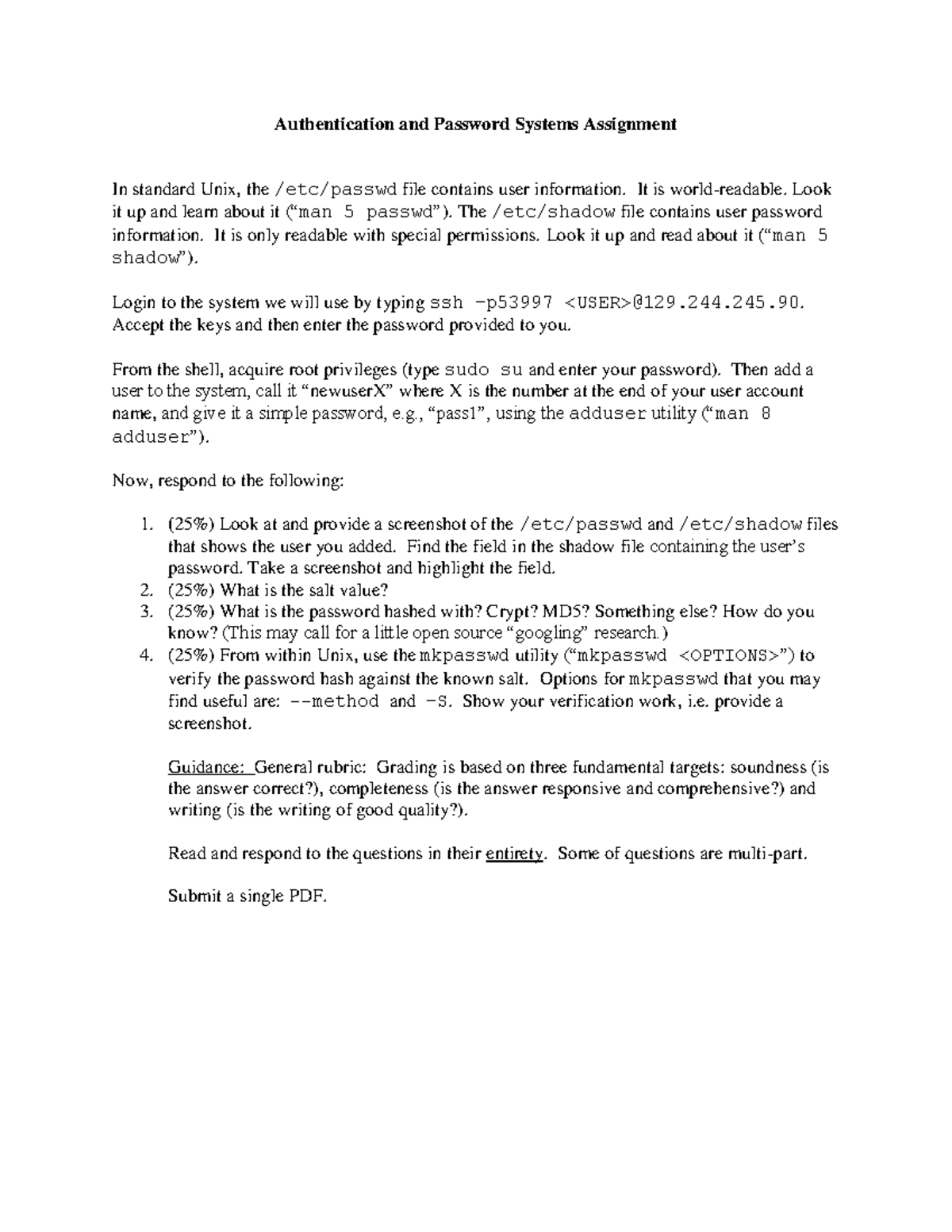 M3 Authentication and Passowrd Systems Assignment - Authentication and Password Systems ...