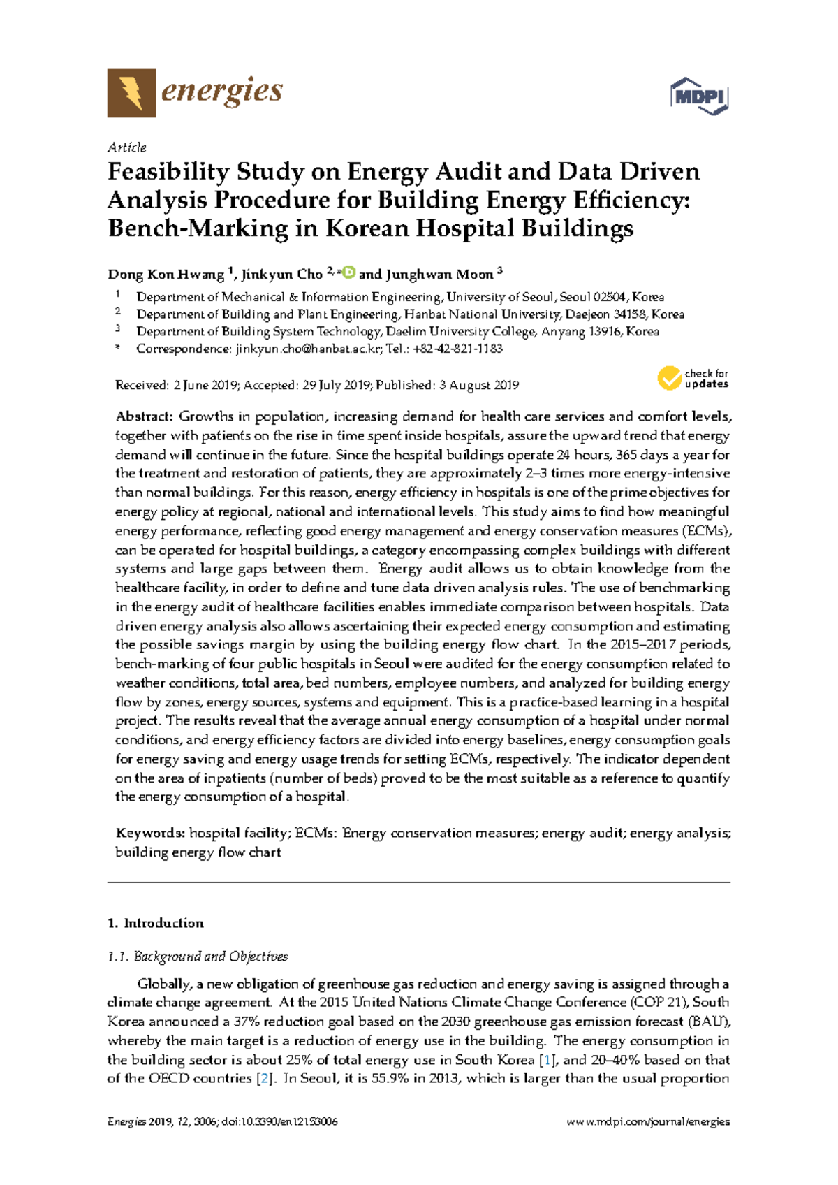 Energies 12 03006 v2 - energies Article Feasibility Study on Energy ...