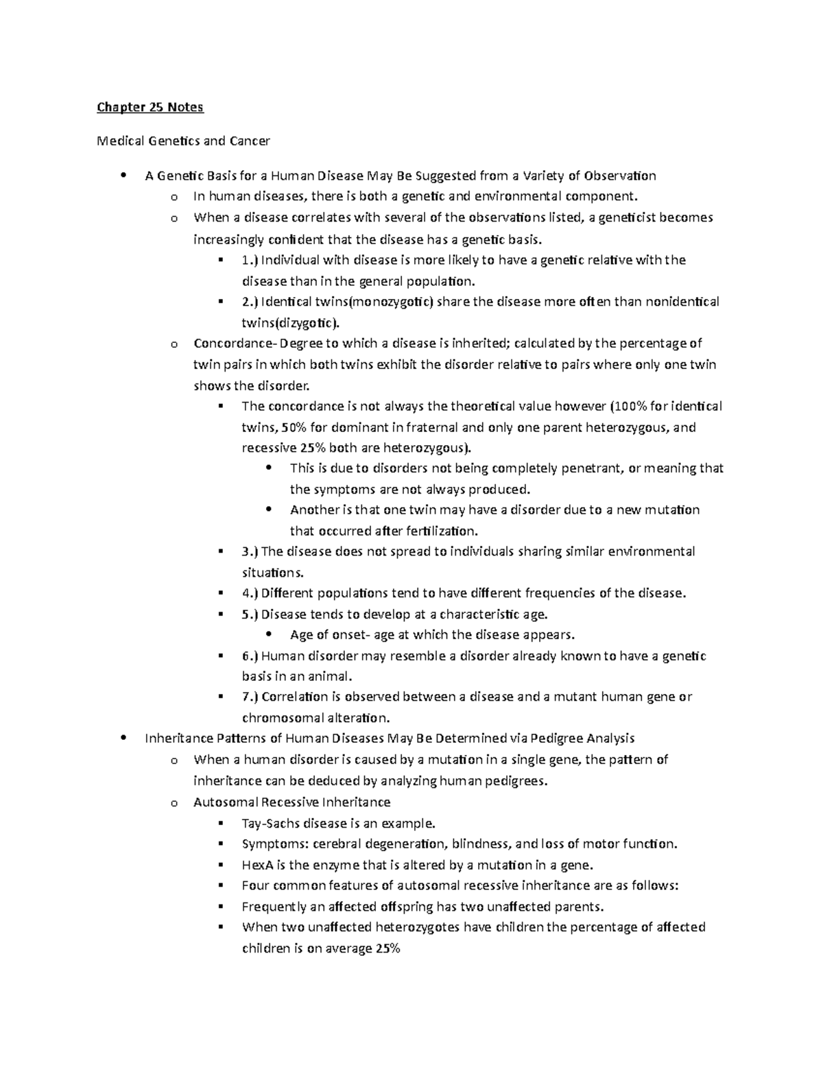 Chapter 25 - Summary Molecular Genetics - Chapter 25 Notes Medical ...