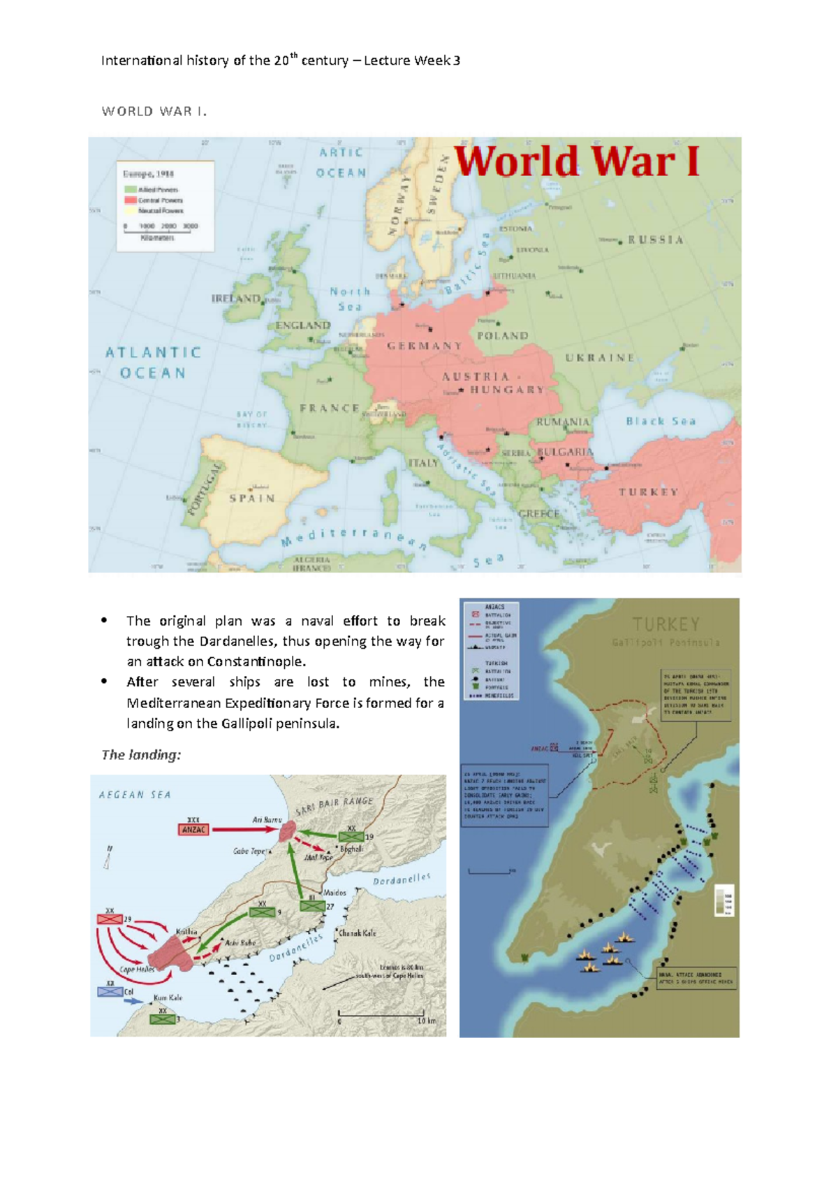 Lecture notes - lecture Week 3 - International history of the 20th ...