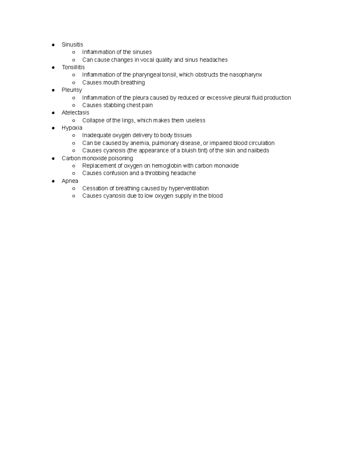 Biology Terms 3 - Sinusitis Inflammation of the sinuses Can cause ...