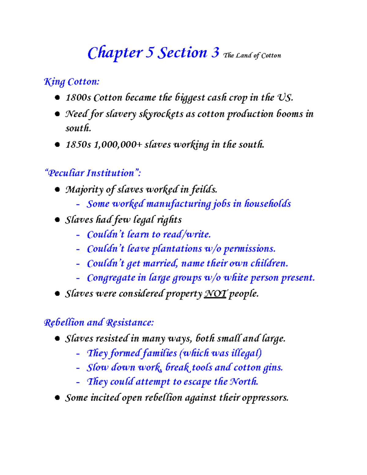 5 - The Land of Cotton - Chapter 5 Section 3 The Land of Cotton King ...