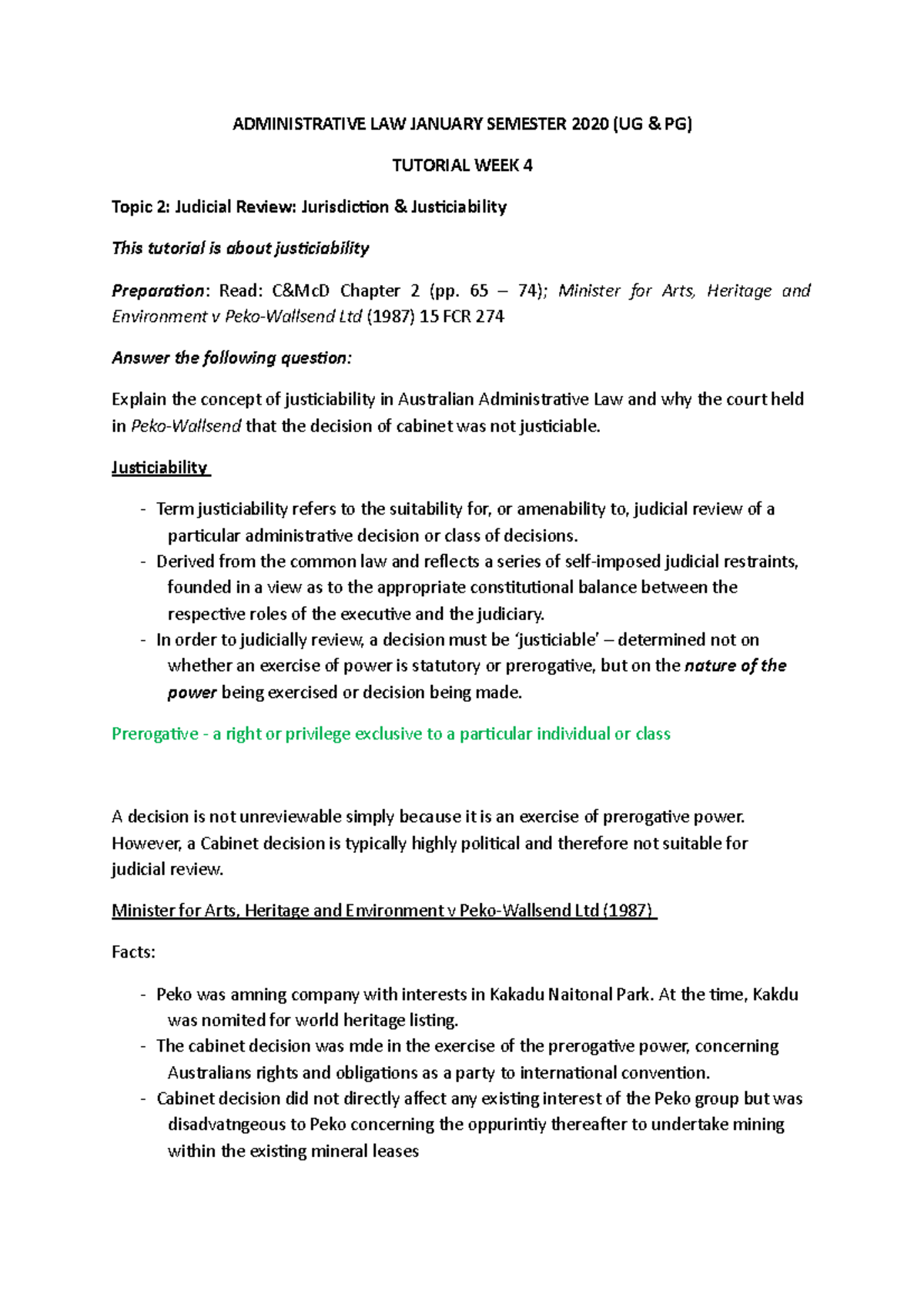 Tutorial Week 4 Topic 2 Scope of Judicial Review - ADMINISTRATIVE LAW ...