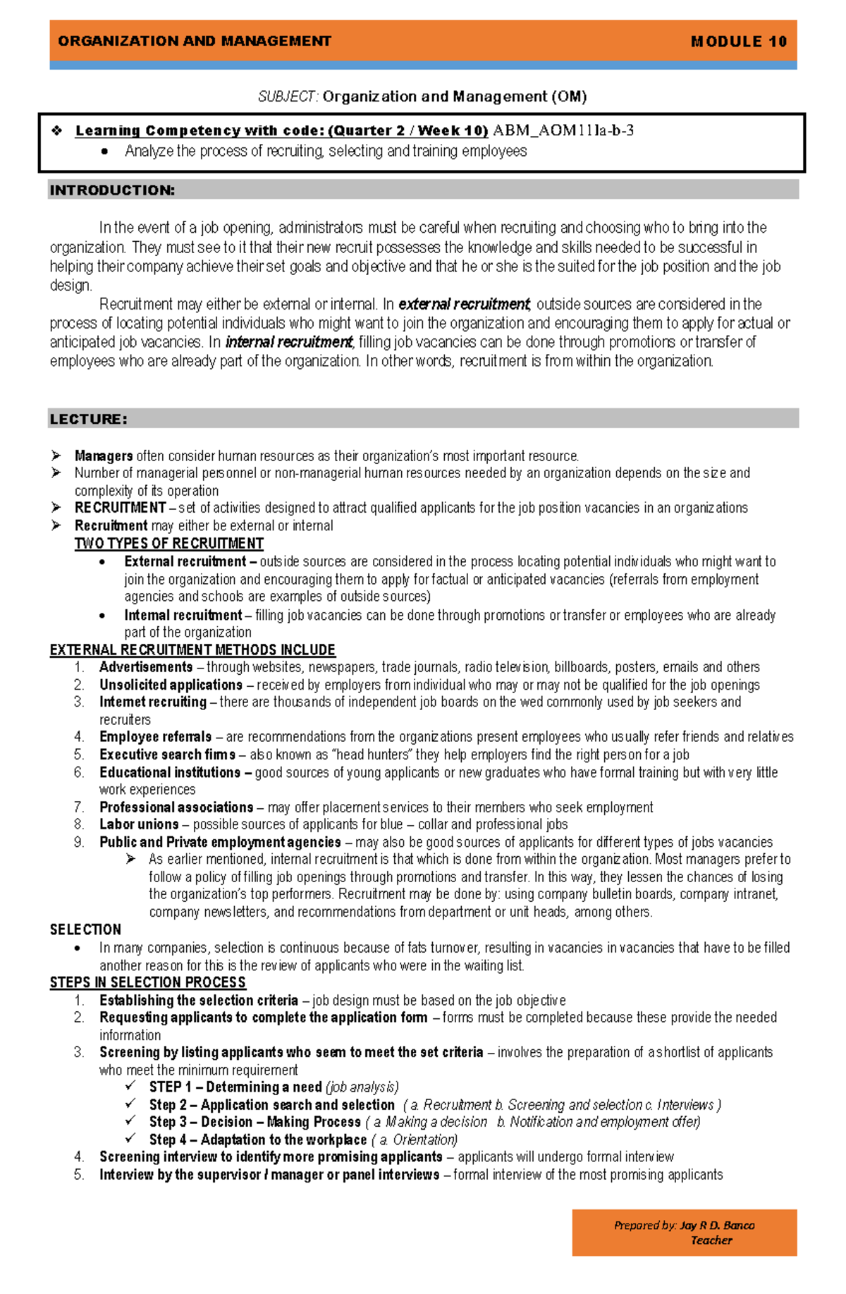 ORG MNGT Week 10 - ORGANIZATION MANAGEMENT - ORGANIZATION AND ...