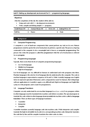 Lab 02 - Practical - Lab 0 2 : Developing and debugging simple programs using C++ basic ...