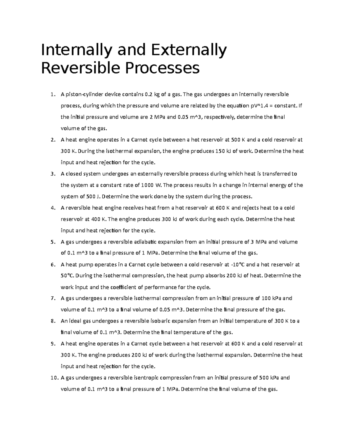 Internally and Externally Reversible Processes - Internally and ...
