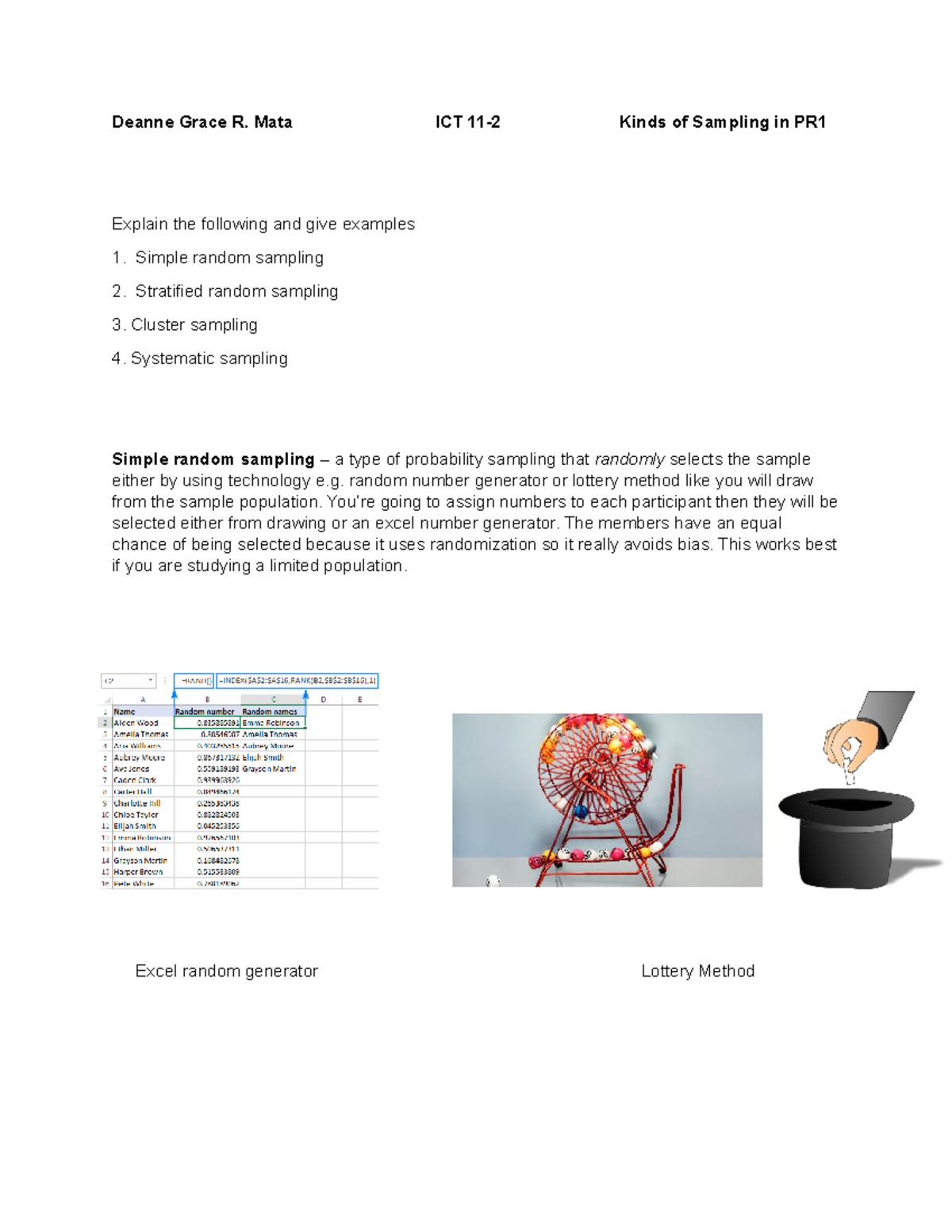 Dmata kinds of sampling - Deanne Grace R. Mata ICT 11-2 Kinds of ...