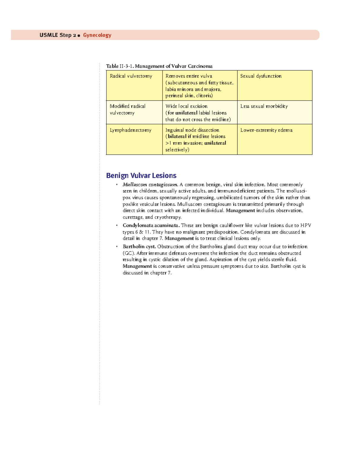 Gyn 4 MW - Gyn 4 MW - USMLE Step 2 l Gynecology Table II-3-1 ...