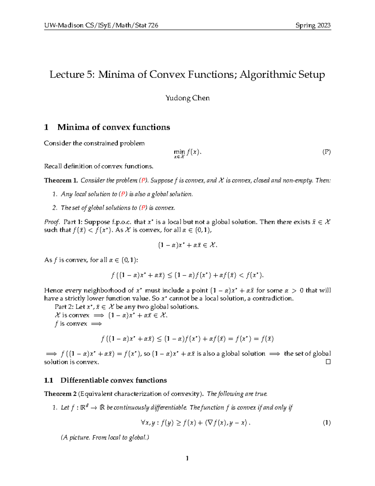Lecture 5 convex minima - Lecture 5: Minima of Convex Functions ... Lecture 5 convex minima - Lecture 5: Minima of Convex Functions ...