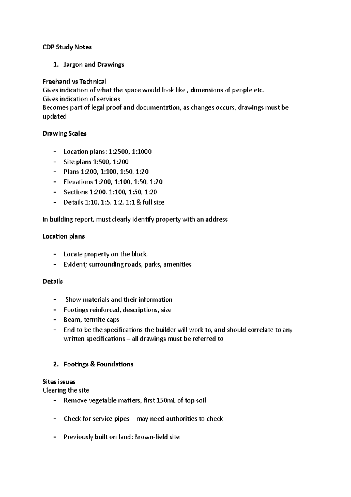 CDP Study Notes word doc - CDP Study Notes Jargon and Drawings Freehand ...