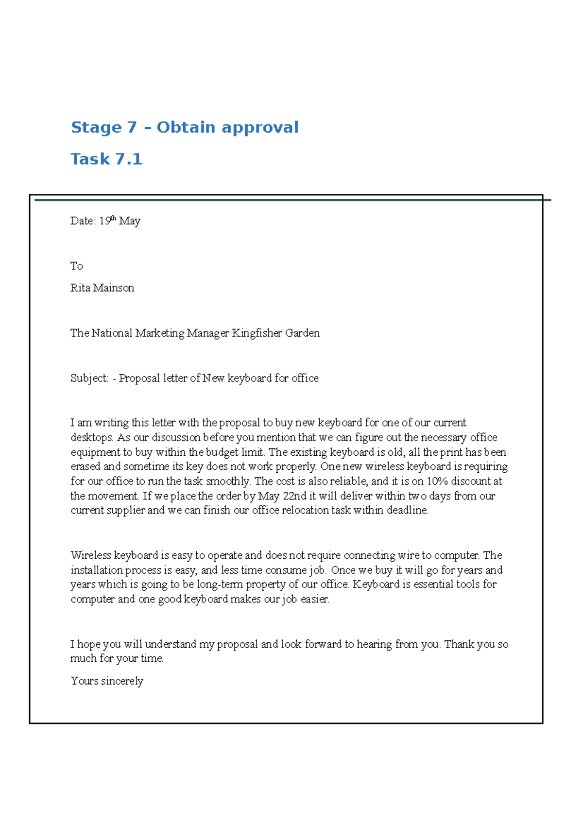 Assessment C Physical resource proposal - Stage 7 – Obtain approval ...