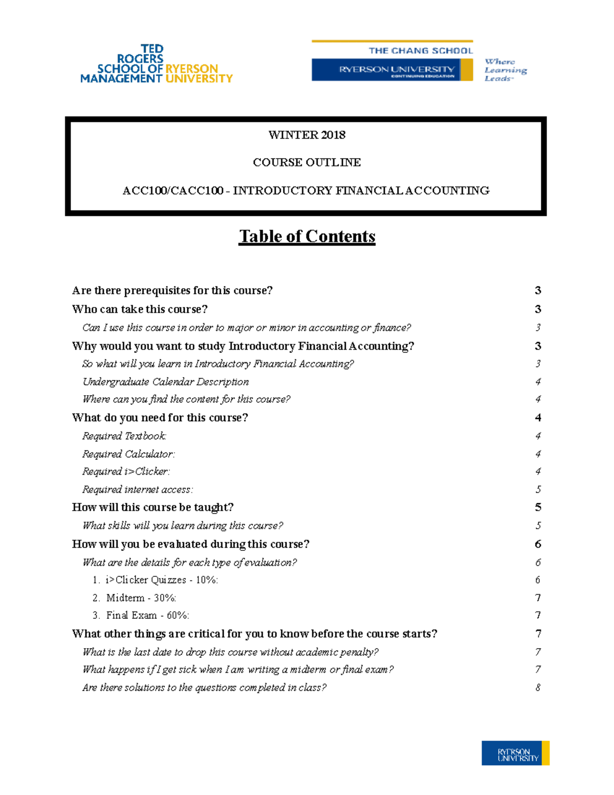 ACC100 - Course Outline - COURSE OUTLINE ACC100/CACC100 - INTRODUCTORY ...