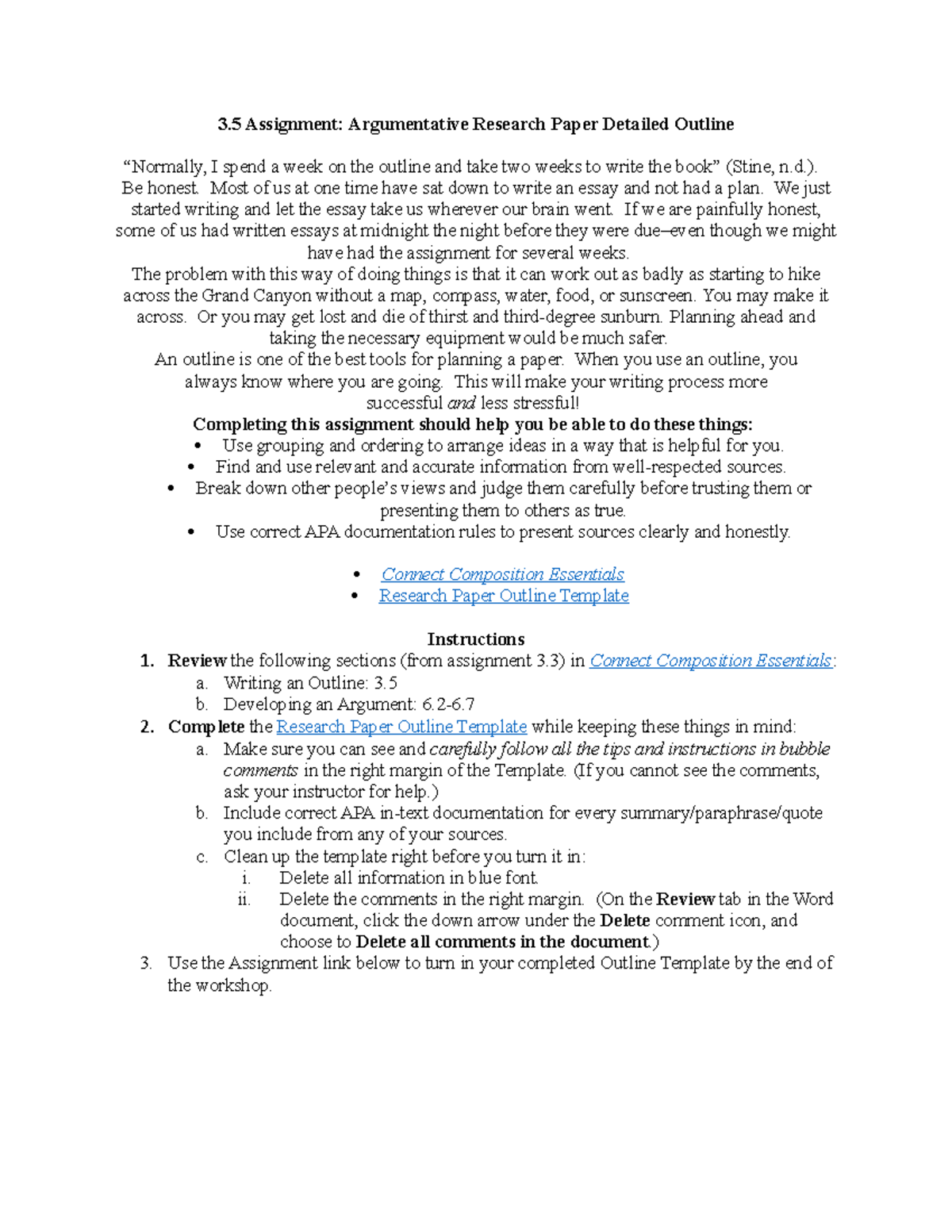 3.5 Assignment - 3 Assignment: Argumentative Research Paper Detailed ...