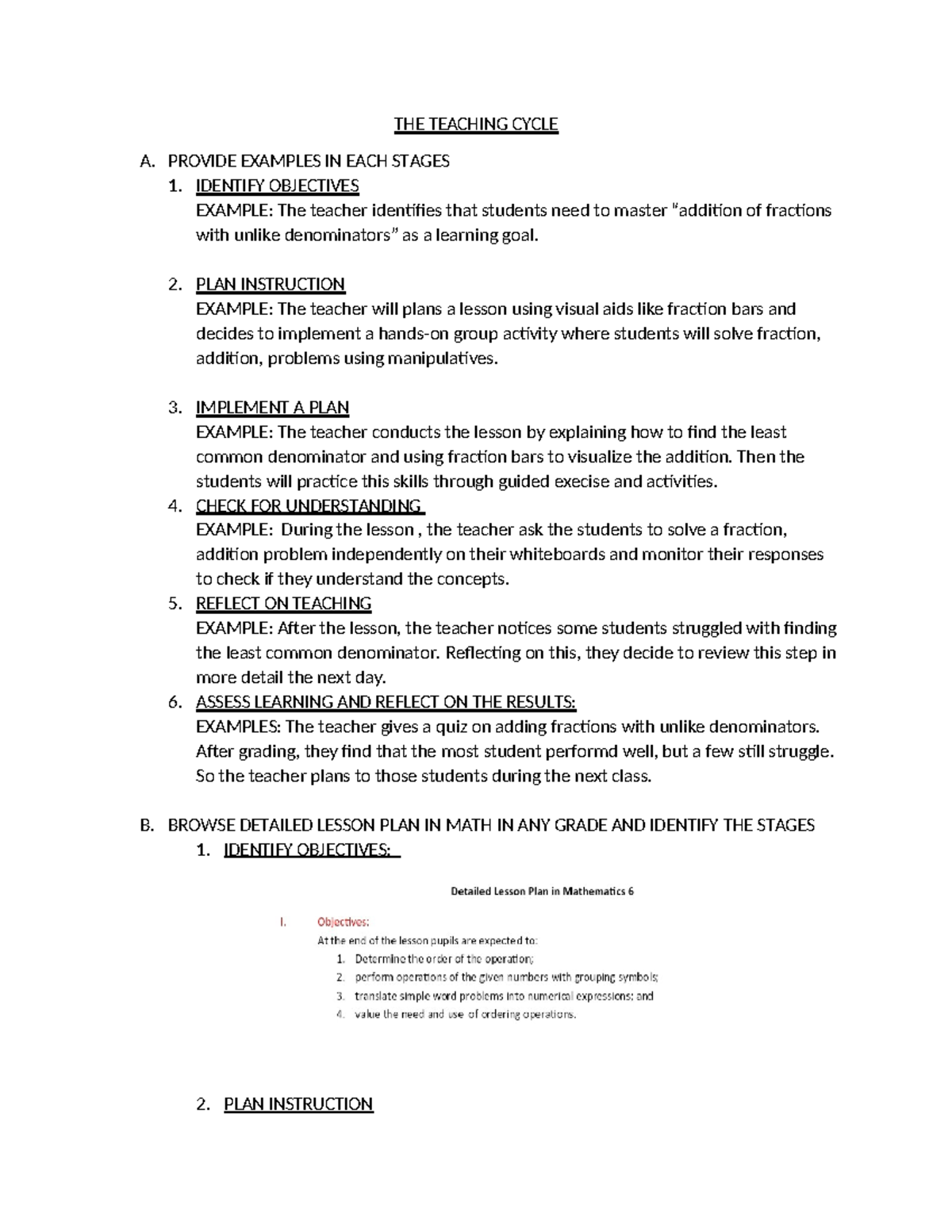 THE Teaching Cycle - to help students - THE TEACHING CYCLE A. PROVIDE ...