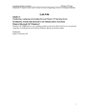 Lab Practicals for Operating system(DOS) - Department of Computer Science Quaid-e-Awam ...