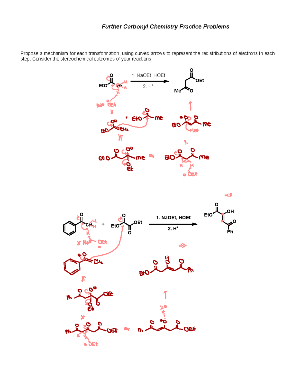 Carbonyl Chemistry Practice Problems - Topics: Michael reaction ...