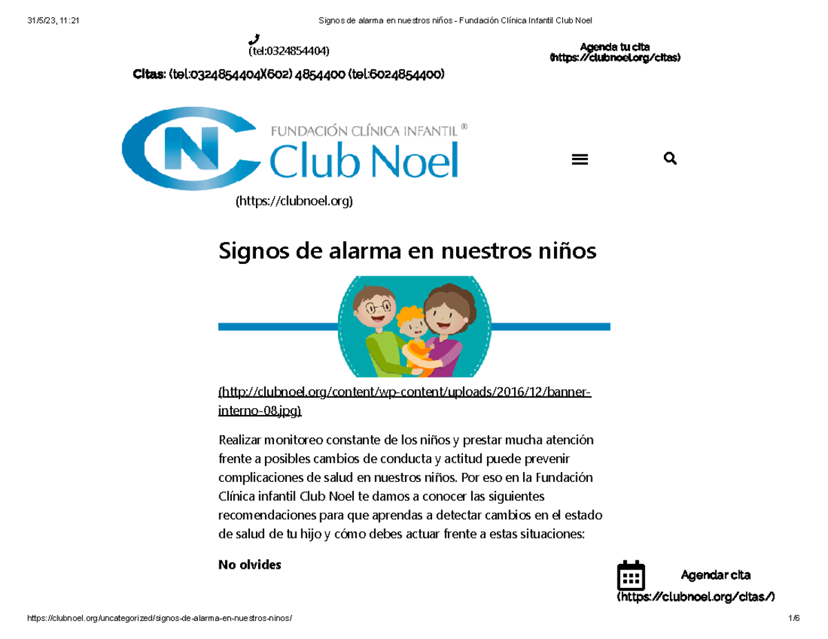 Signos de alarma en nuestros niños - Fundación Clínica Infantil Club ...
