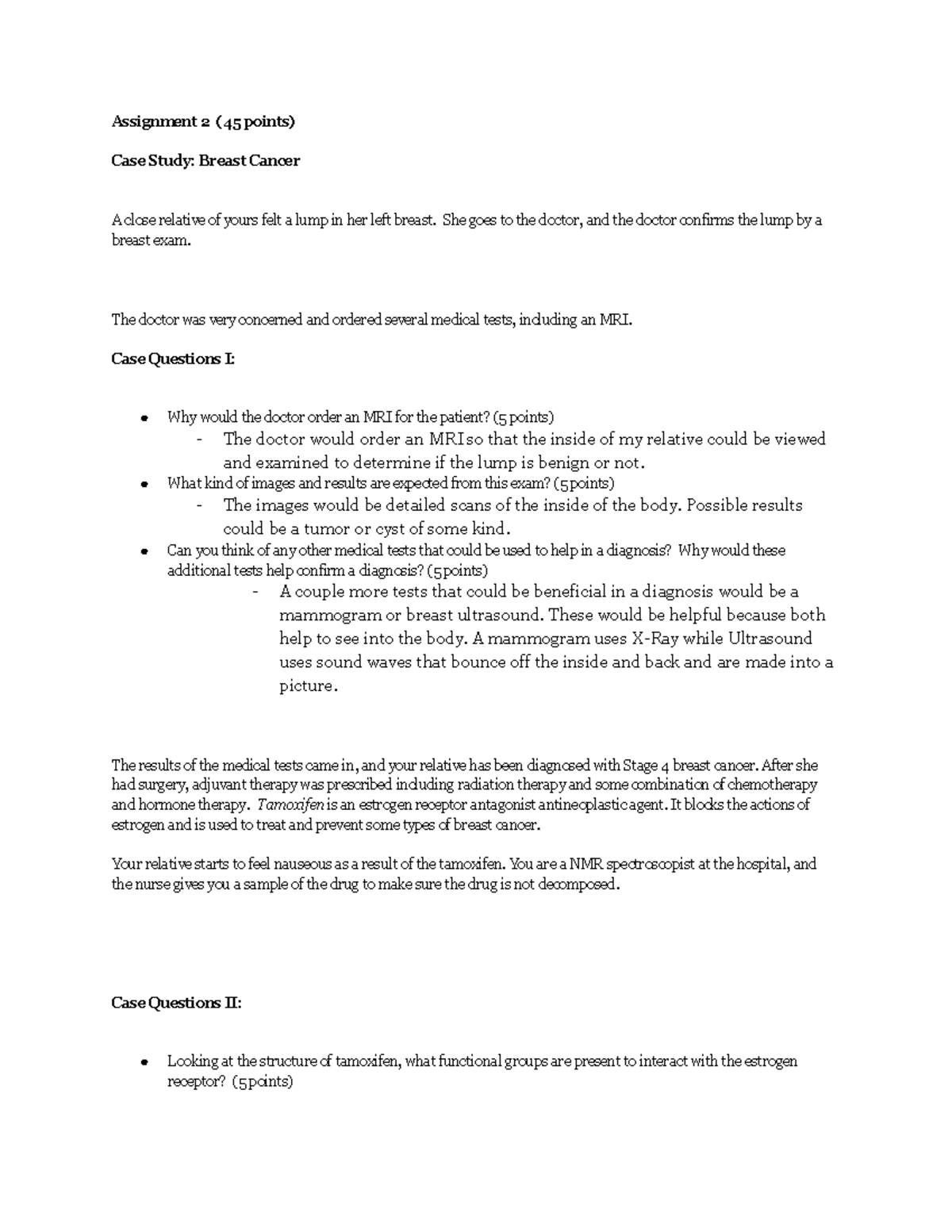 Case Study 2 - Assignment 2 (45 points) Case Study: Breast Cancer A ...