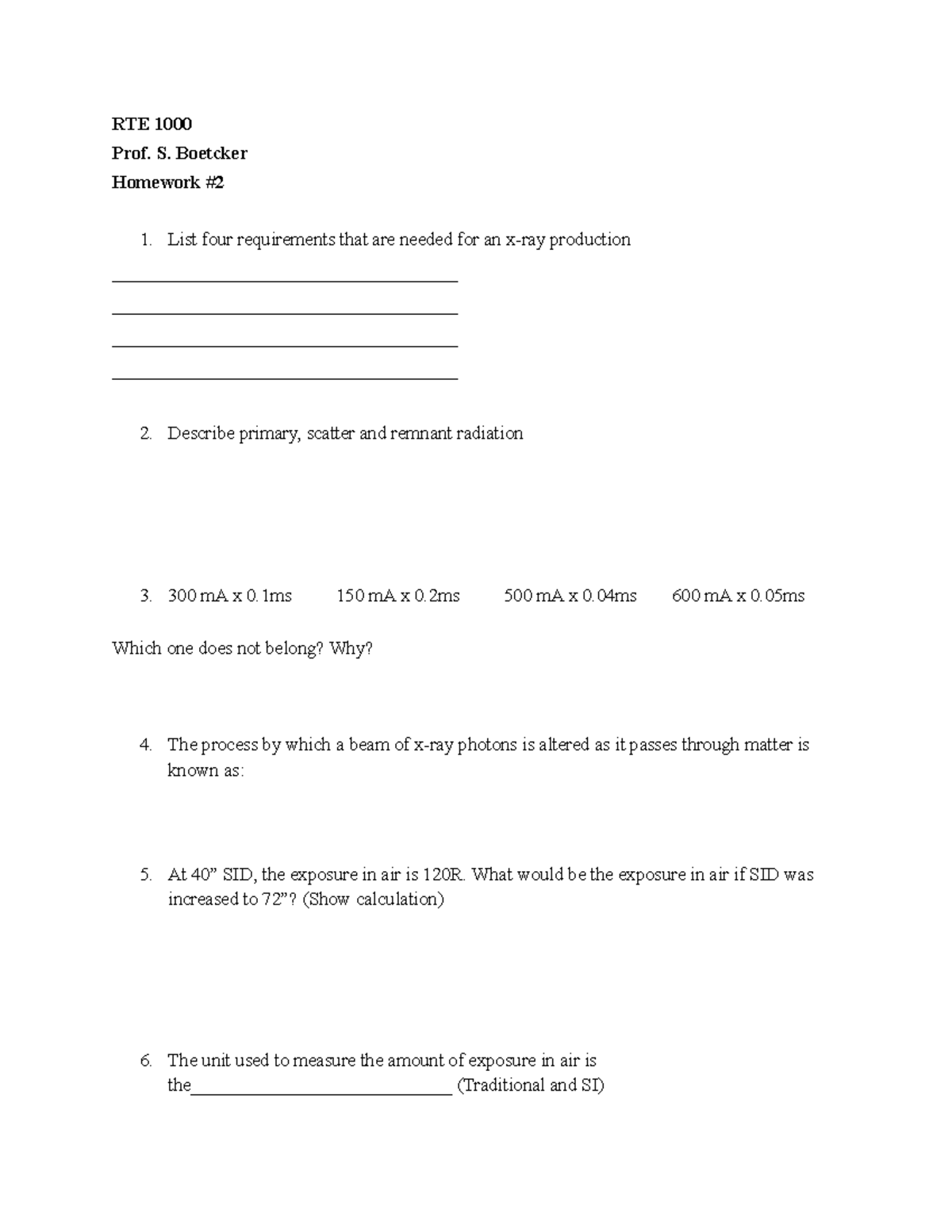 Chapter 2 Homework assignment - RTE 1000 Prof. S. Boetcker Homework ...