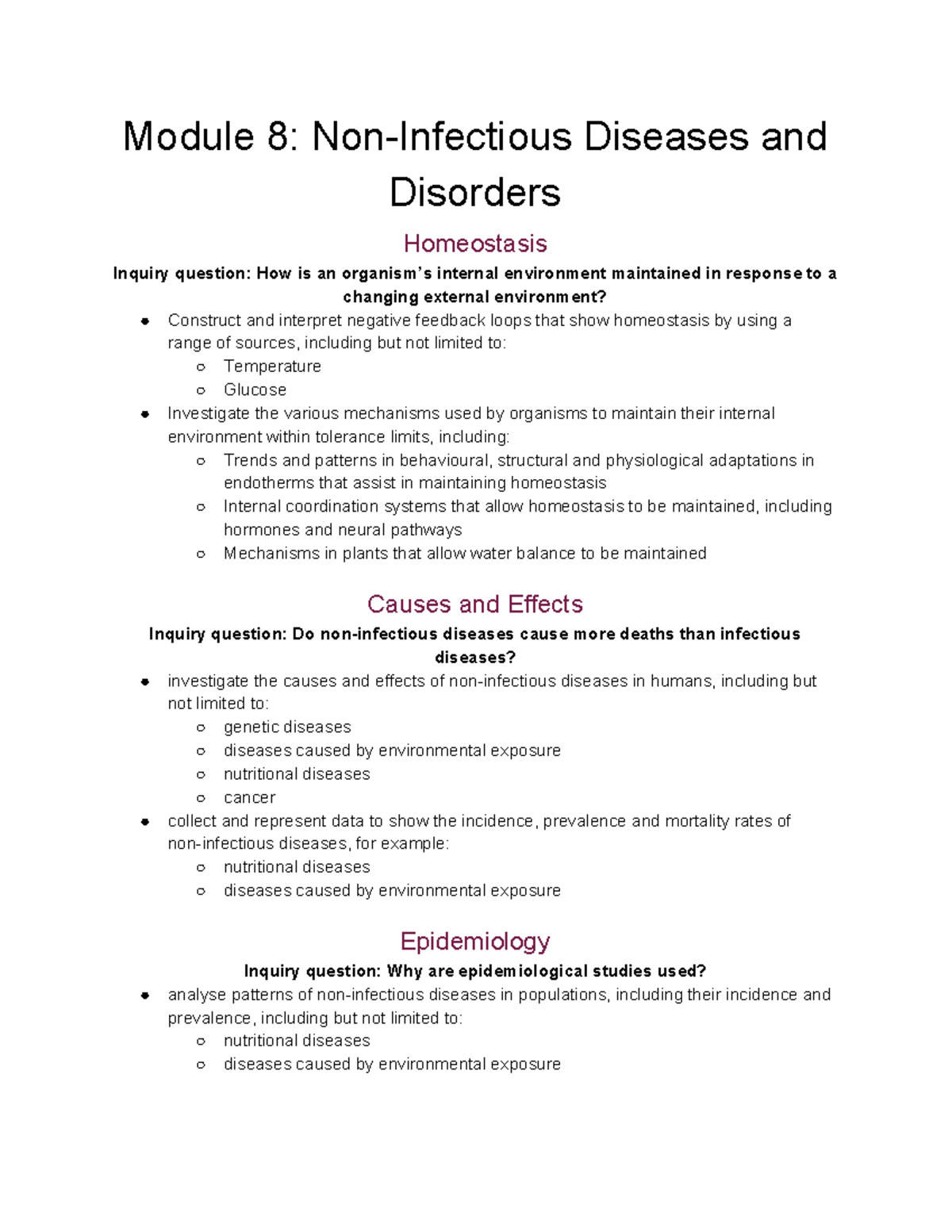 Module 8 Non-Infectious Diseases and Disorders - Module 8: Non ...