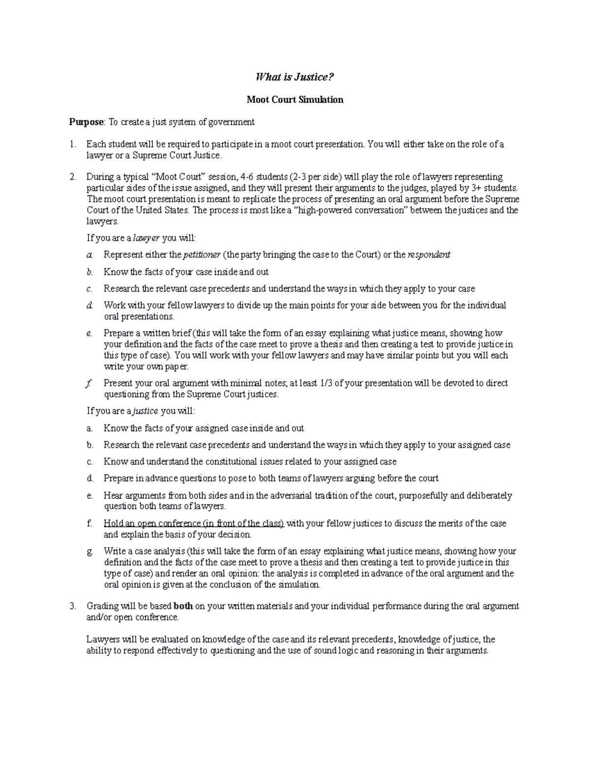 Moot Court Overview - What is Justice? Moot Court Simulation Purpose ...