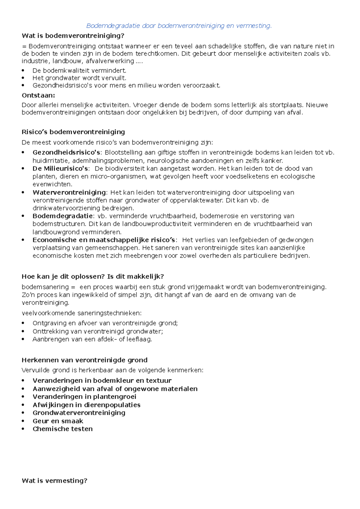 Aard Handouts - azertyuio - Bodemdegradatie door bodemverontreiniging ...