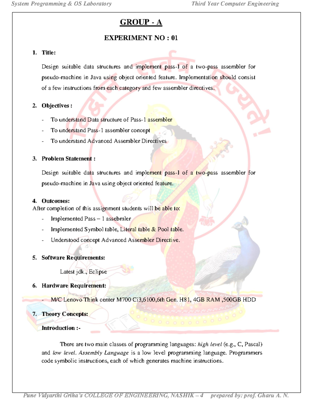 Spos Assignment No 1 Group A Experiment No 01 Title Design Suitable Data Structures And