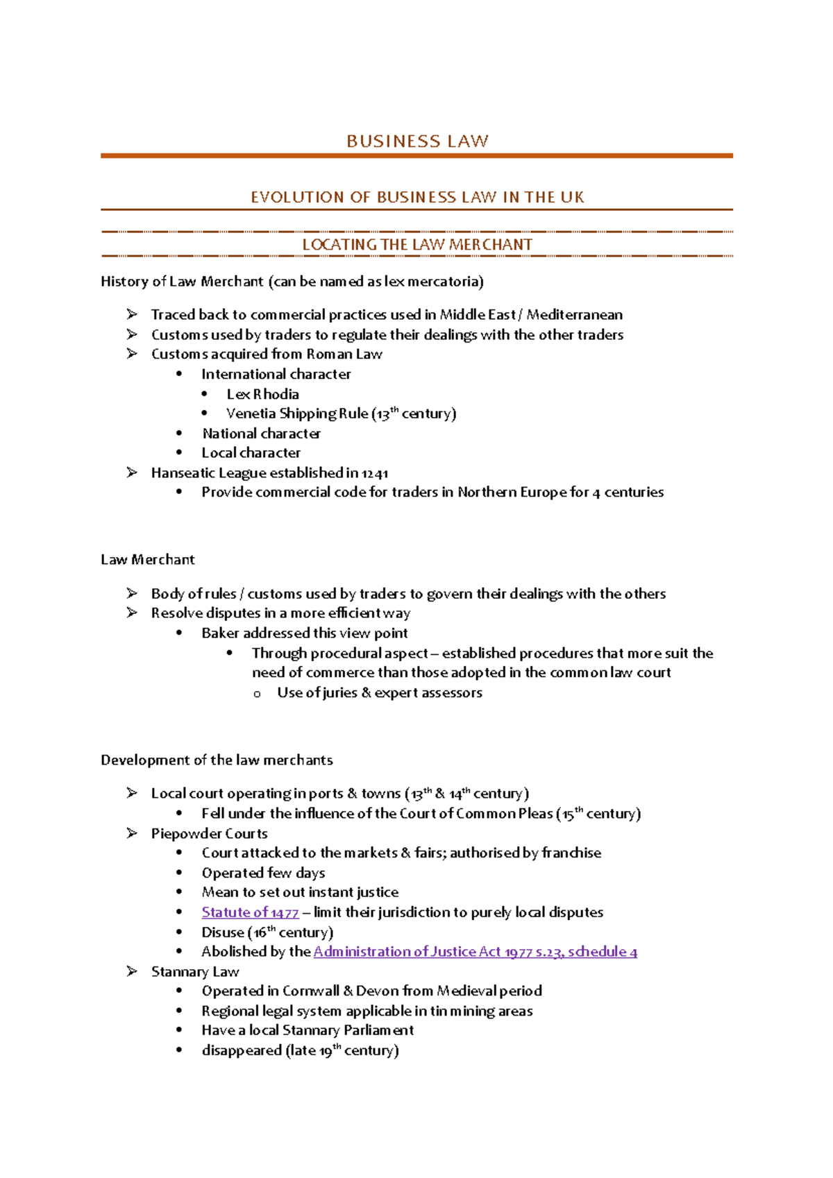 Business Law Revision Note Modified - BUSINESS LAW EVOLUTION OF ...
