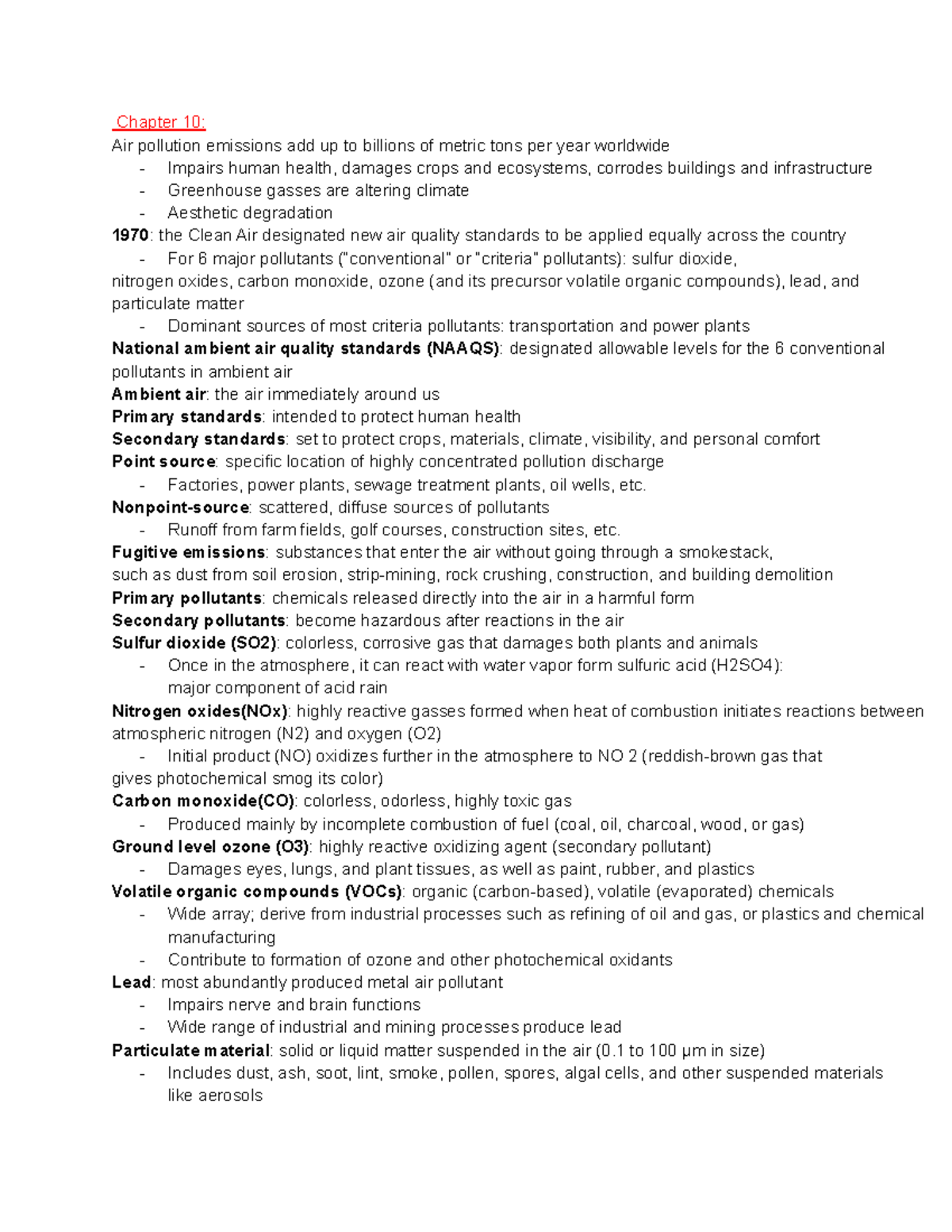Chapter 10 - Environmental Science - Chapter 10: Air pollution ...