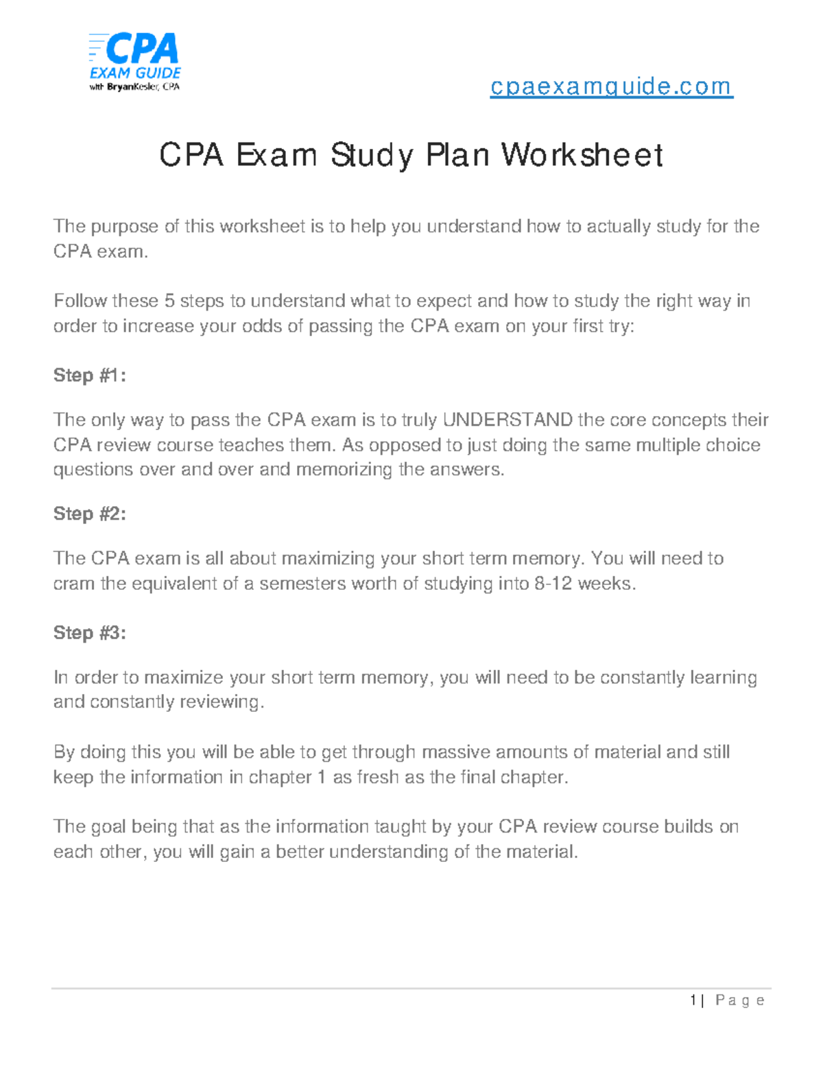 CPA Exam Power Up Strategy - cpaexamguide 1 | P a g e CPA Exam Study ...