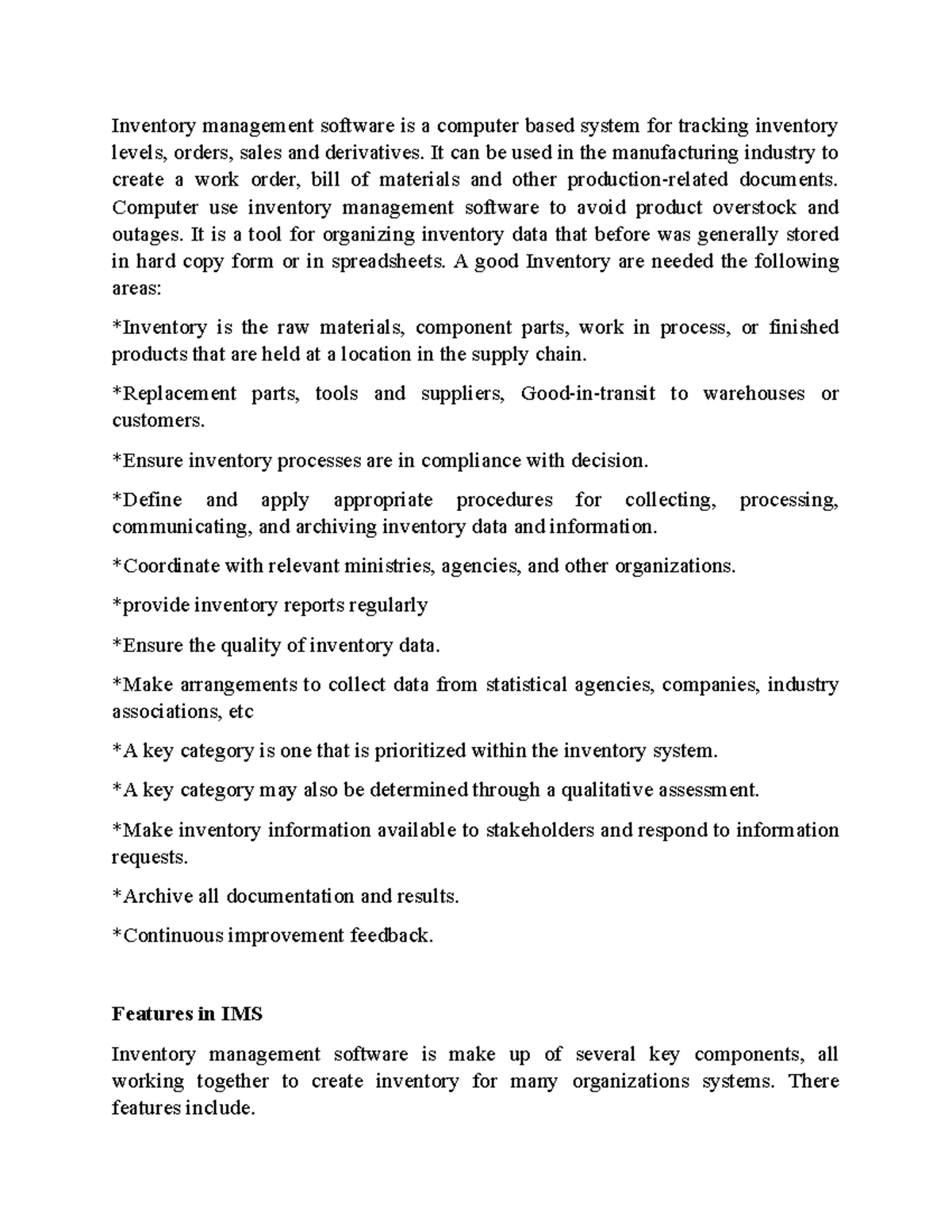 Proposal 482L and task - Inventory management software is a computer ...